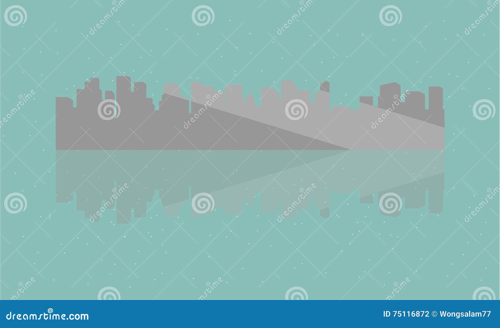 Silhouette of Building and Reflection Stock Vector - Illustration of ...