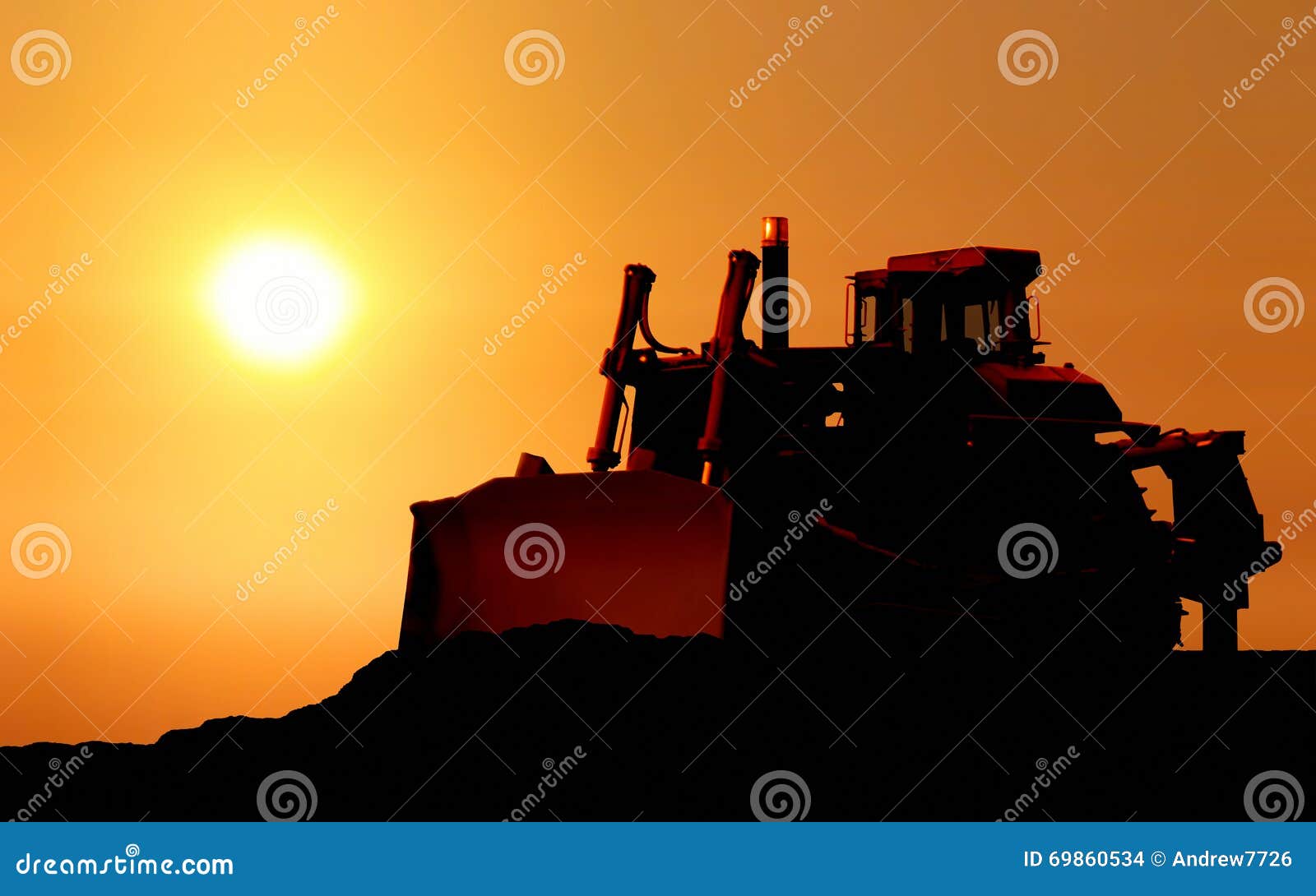Silhouette of the Bulldozer. Stock Photo - Image of hydraulics ...