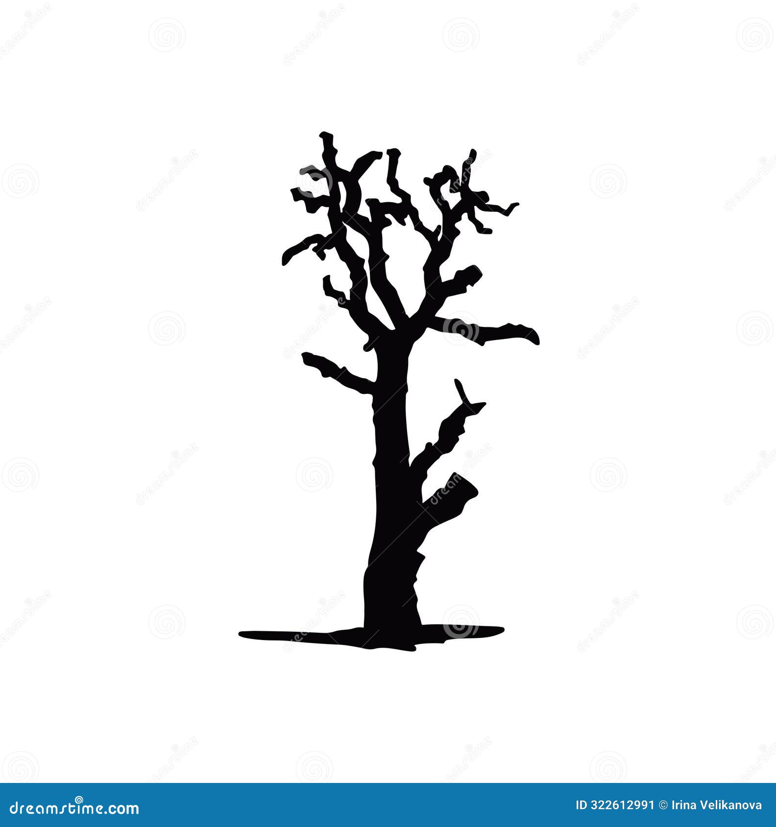Silhouette of a Burnt Dry Damaged Tree Trunk. Black Stock Vector - Illustration of seasonal ...