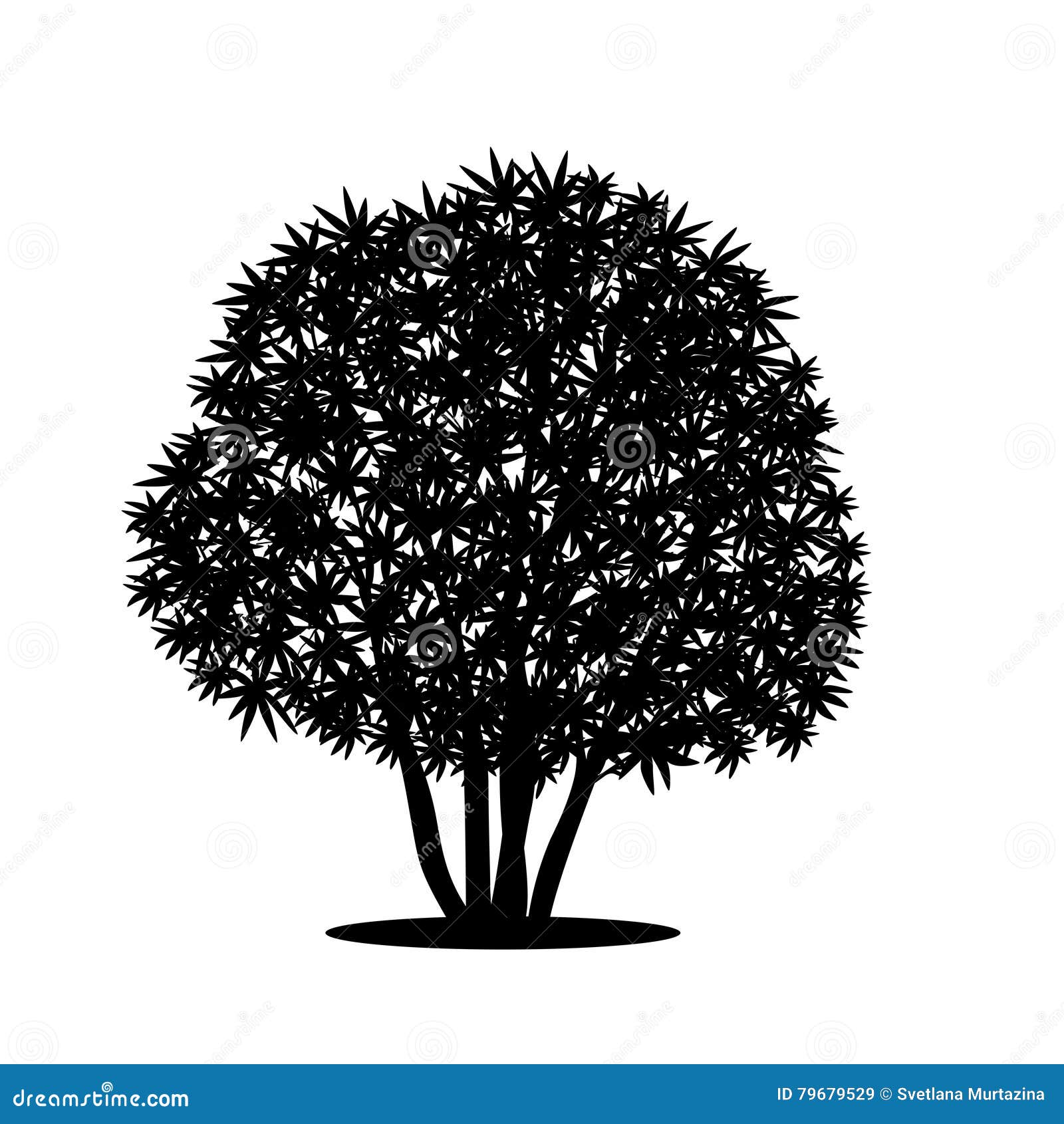 Silhouette Bush with Leaves and Shadow Stock Vector - Illustration of ...