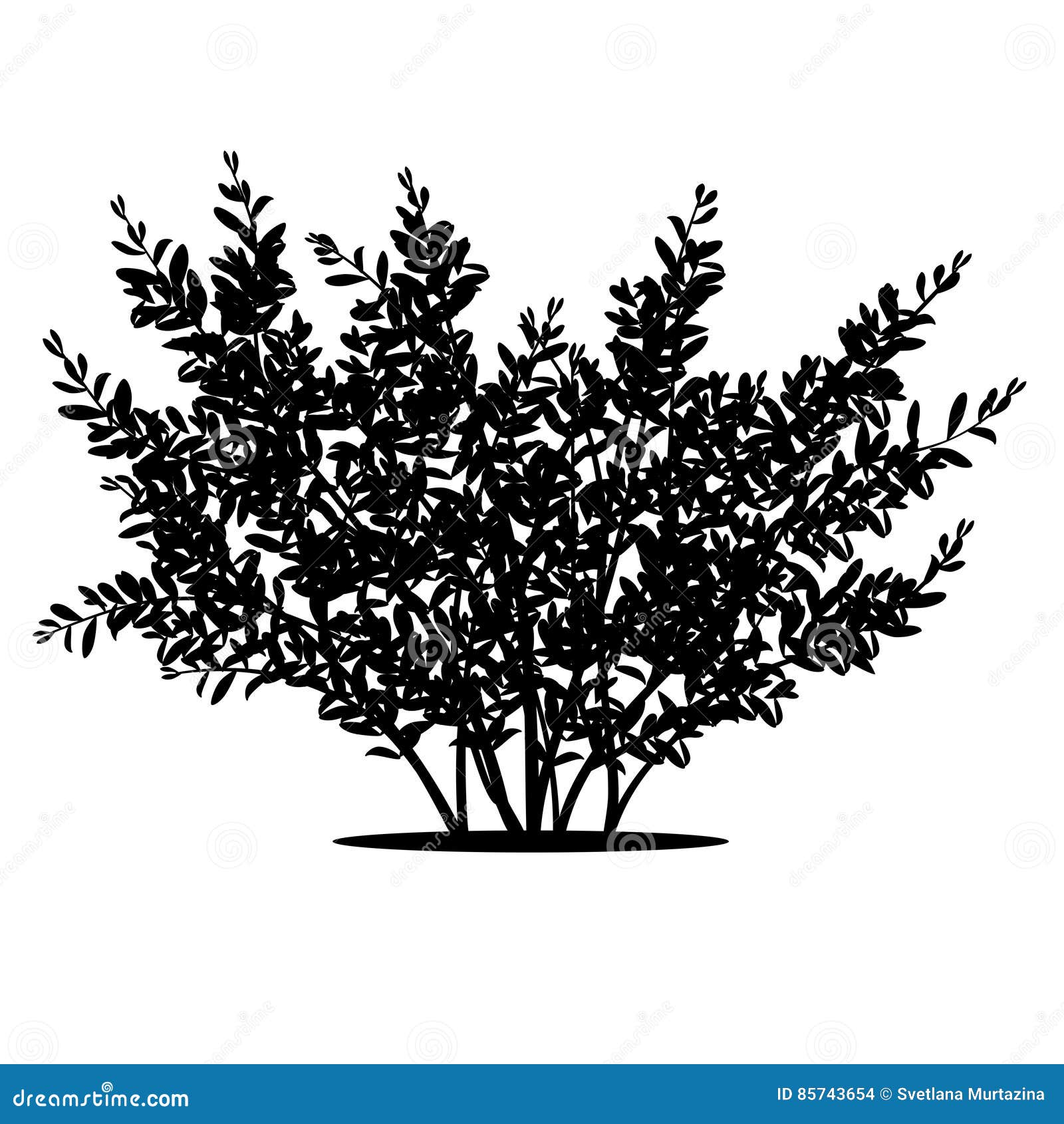 Silhouette Bush with Leaves and Shadow Stock Vector - Illustration of ...