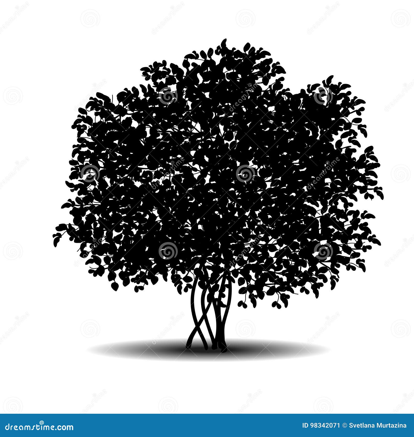 Silhouette Bush with Leaves and Shadow Stock Vector - Illustration of ...