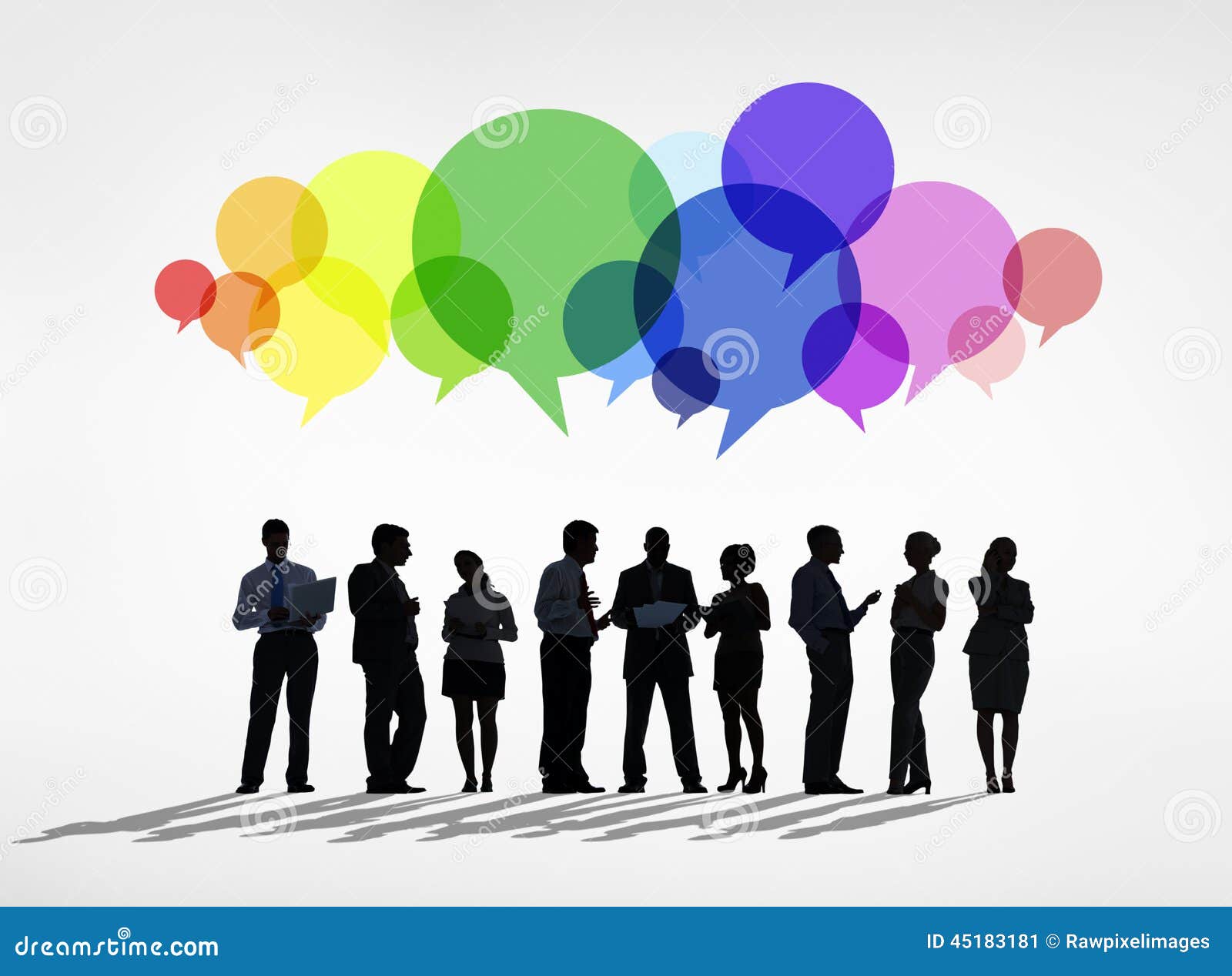 Silhouette of Business Communications Group Stock Image - Image of ...
