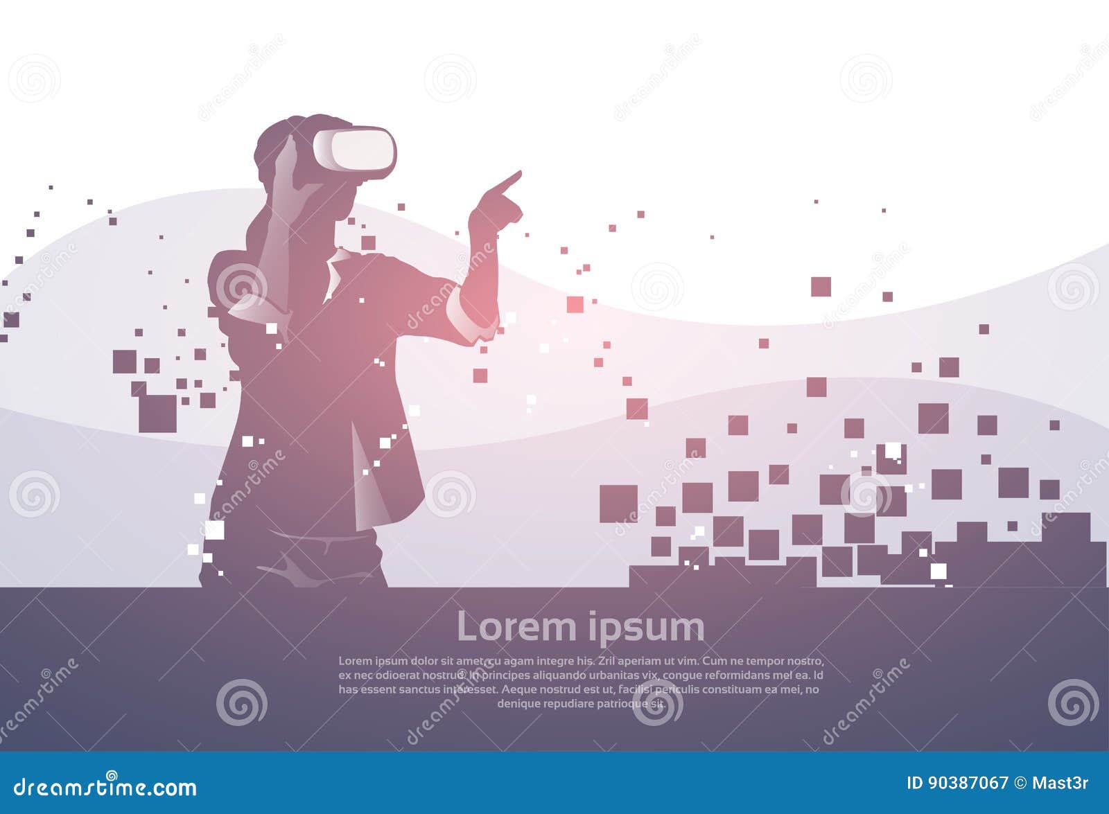 Silhouette Business Man Wear Virtual Reality Digital Glasses Digital ...