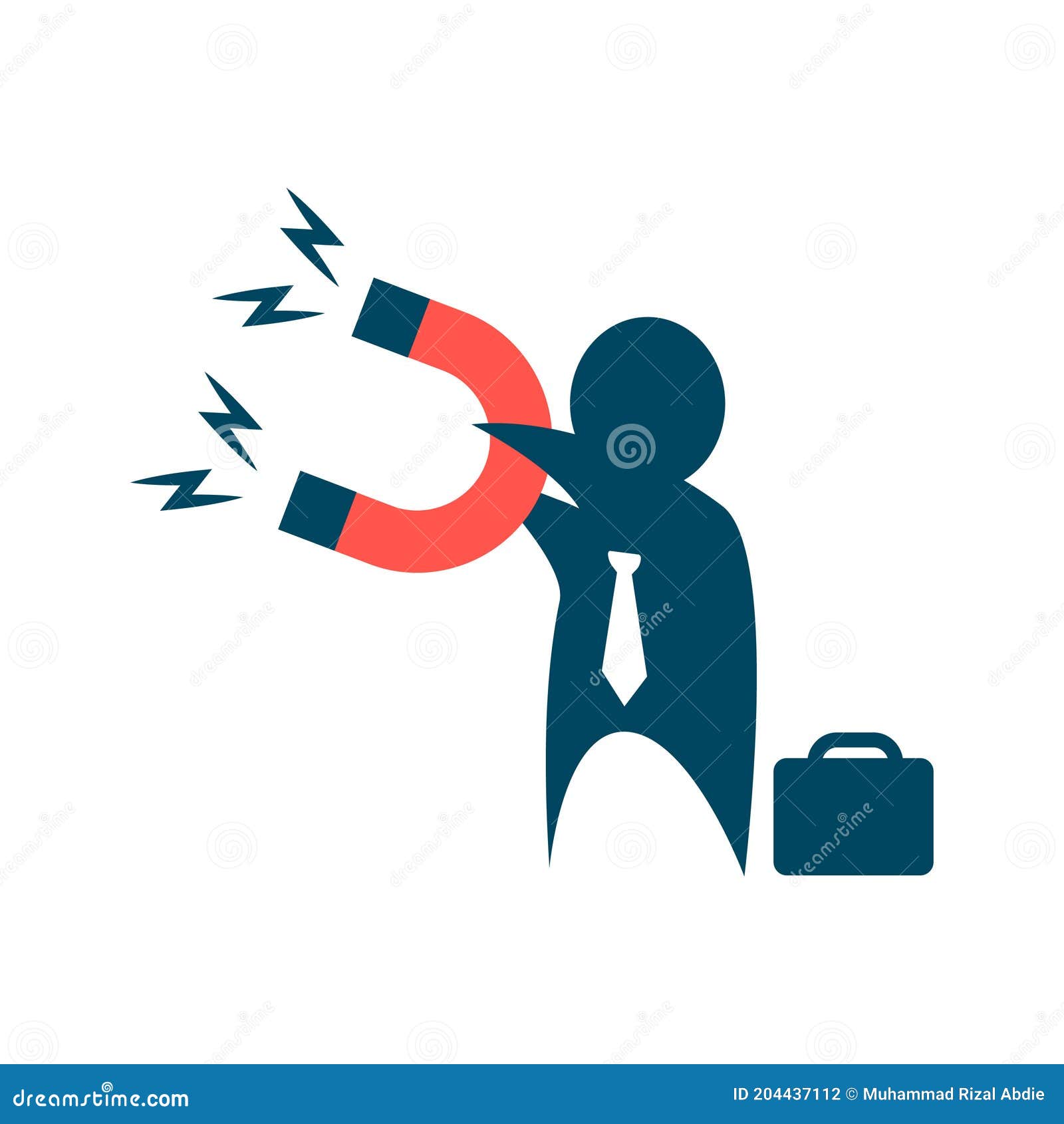 Silhouette Business Marketing Guy Holding Big Magnet. Pull Marketing ...