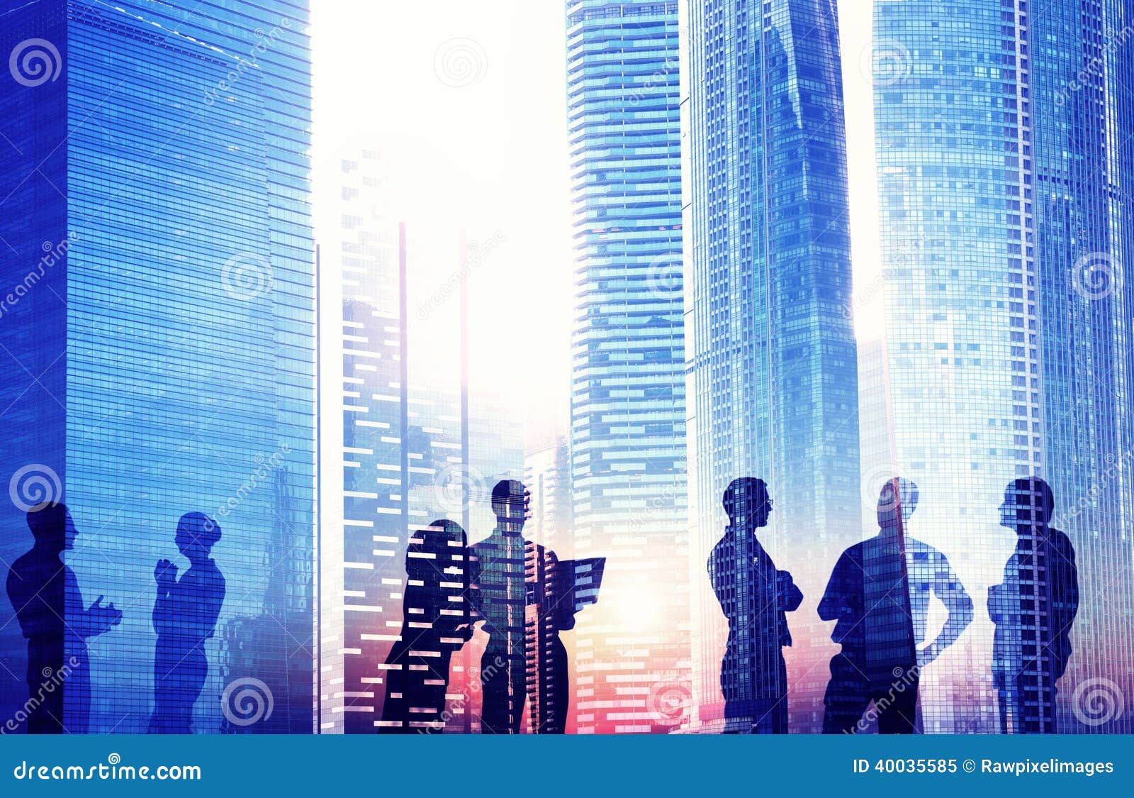 Silhouette of Business Meeting with Social Networks Stock Illustration ...