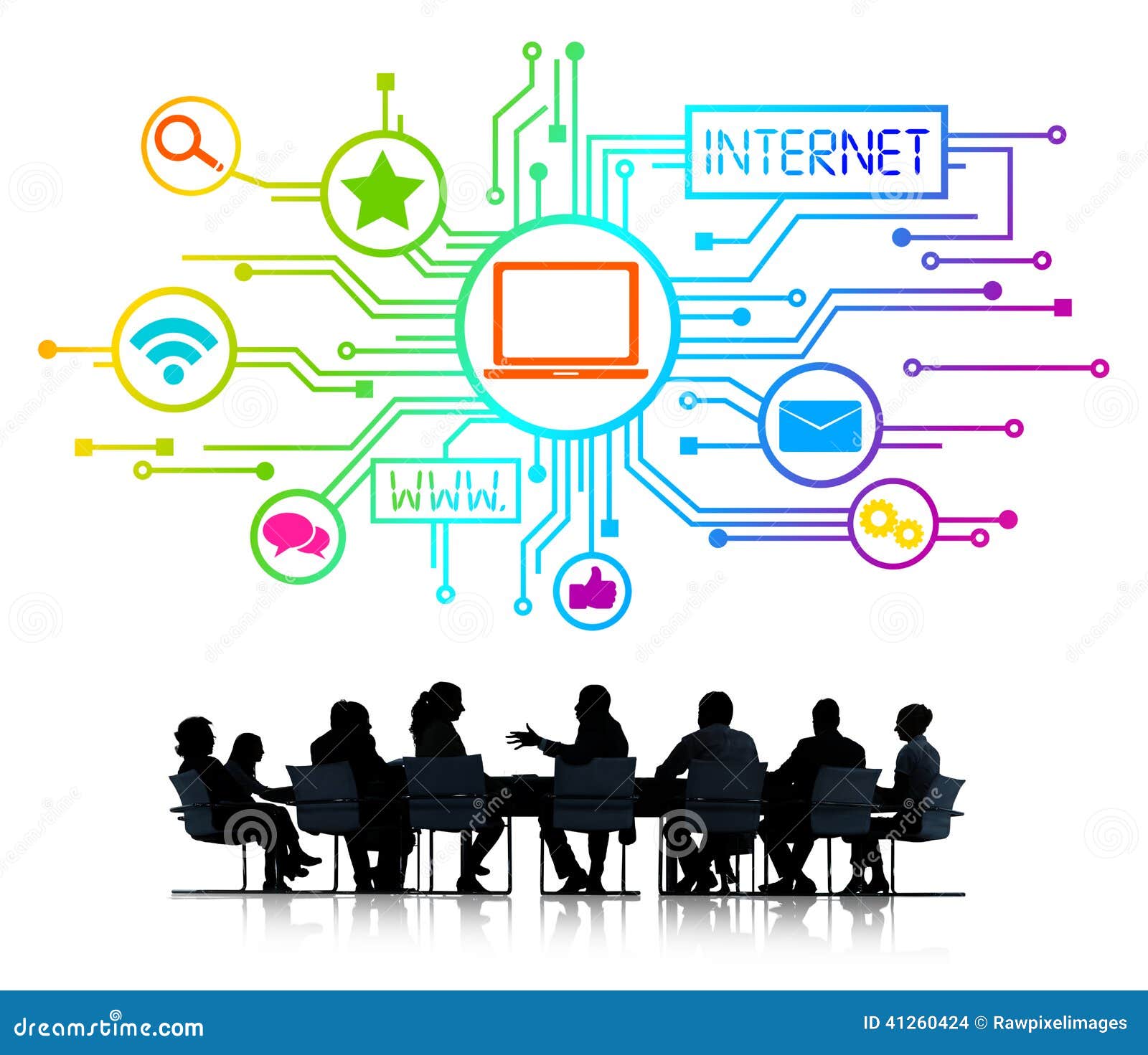 Silhouette of Business Working and Internet Concept Stock Photo - Image ...