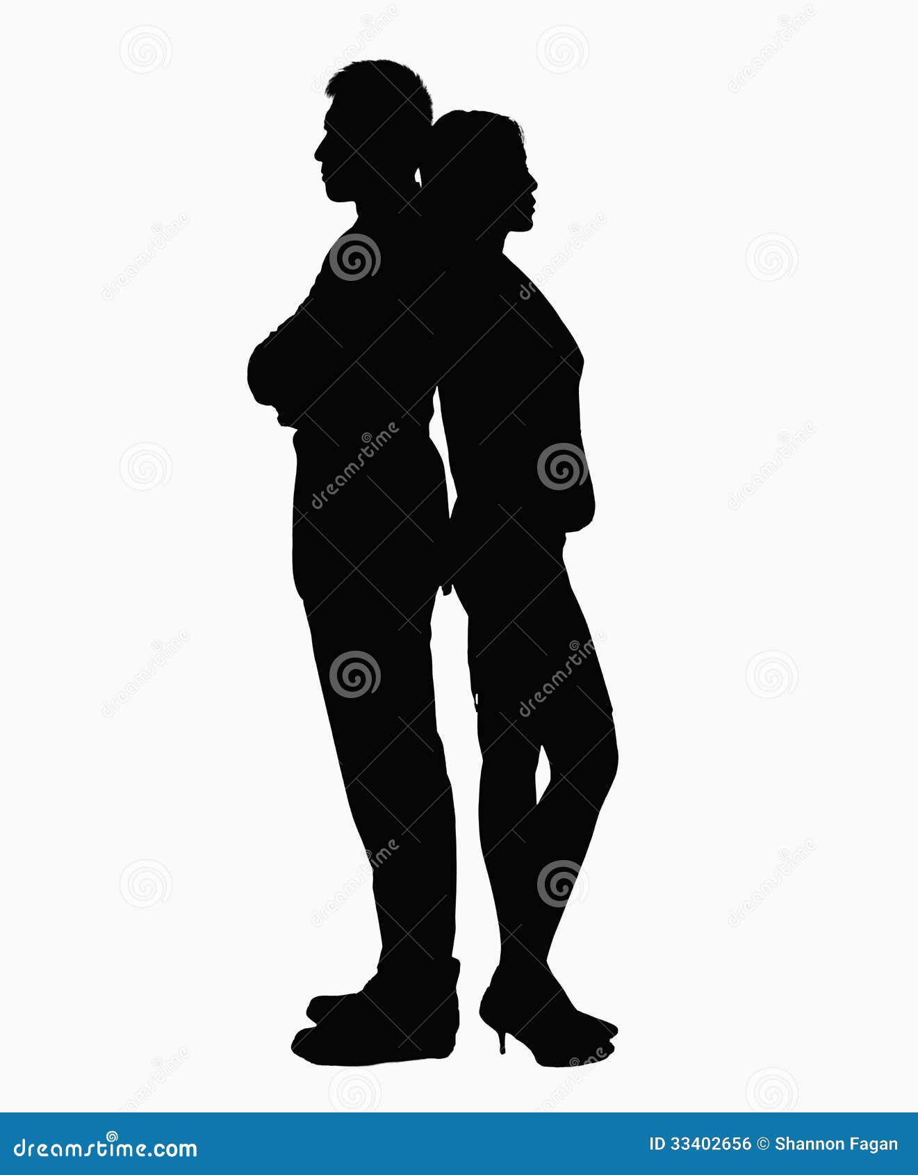 Silhouette of Businessman and Businesswoman Standing Back To Back ... Silhouette of Businessman and Businesswoman Standing Back To Back ...