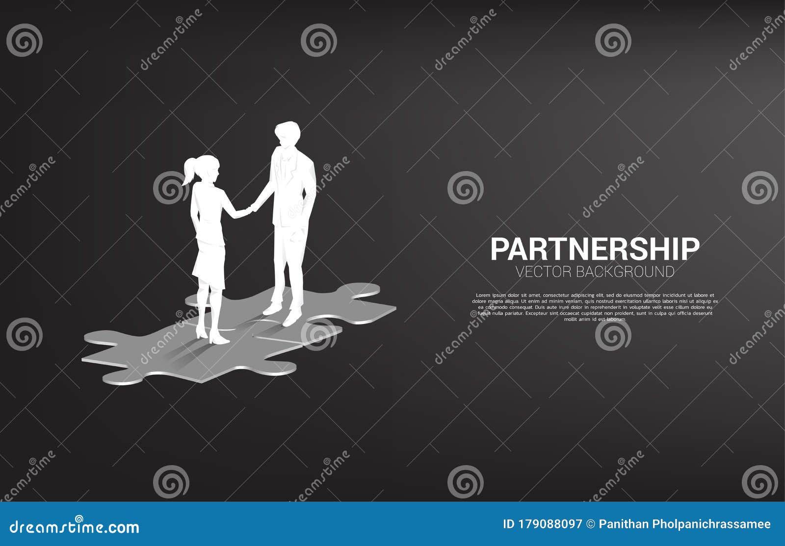 Silhouette of Businessman Handshake on Jigsaw. Stock Illustration ...