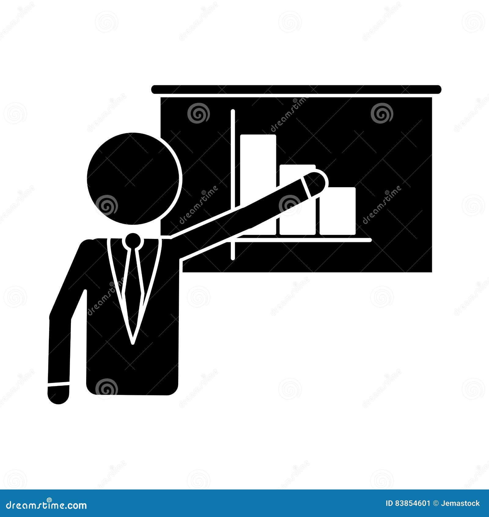 Silhouette Businessman Presentation Graph Statistics Stock Vector ...
