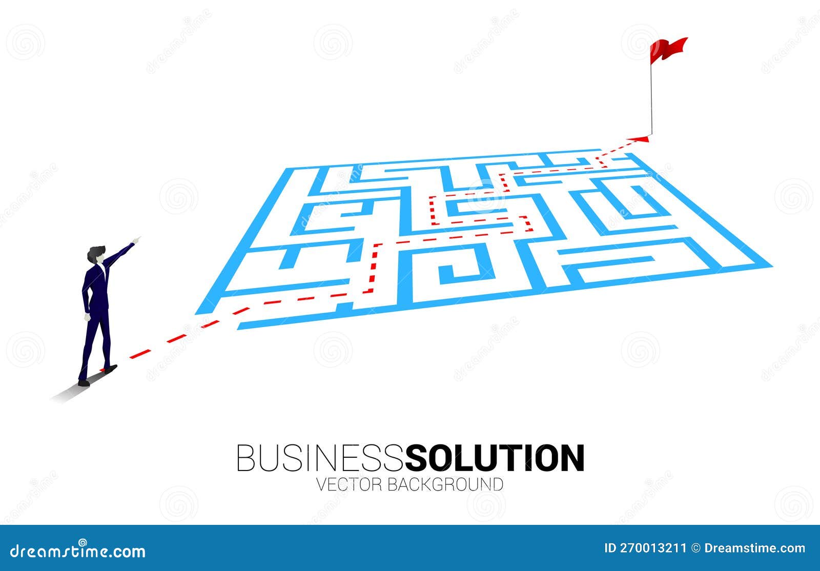 Silhouette of Businessman with Route Path To Exit the Maze. Stock ...