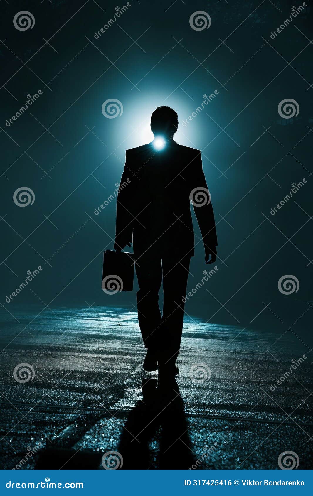 Silhouette of a Businessman Walking in the Dark with Backlight Stock ...