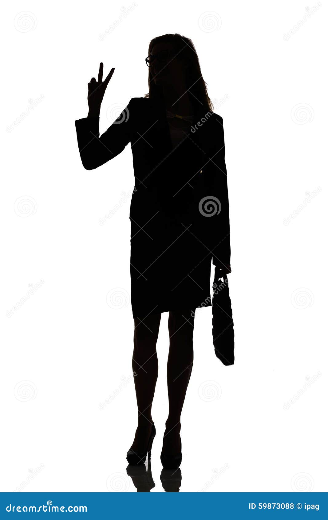 Silhouette of a Busy Business Woman Backlight Studio Stock Photo ...