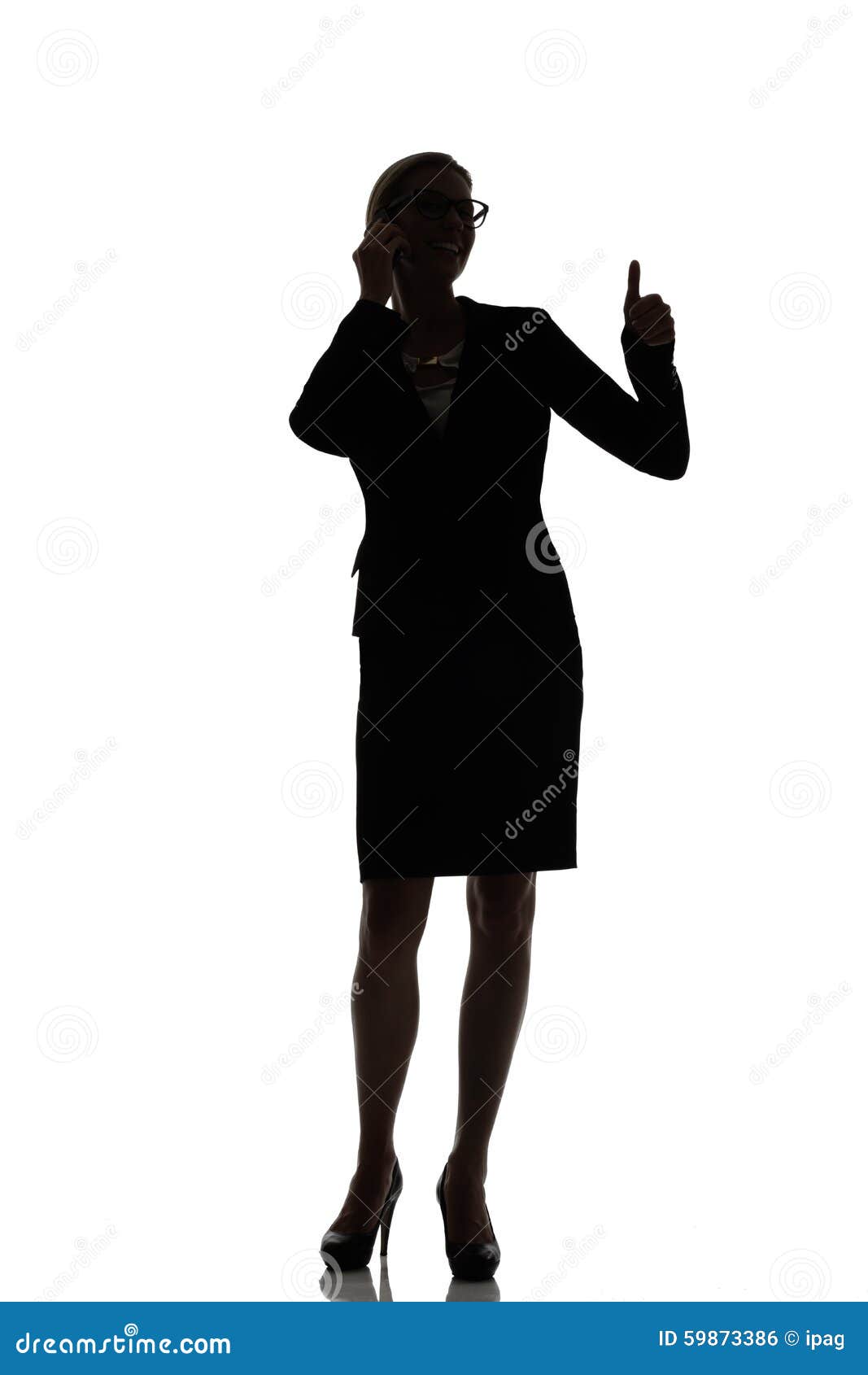 Silhouette of a Busy Business Woman Backlight Studio Stock Photo ...