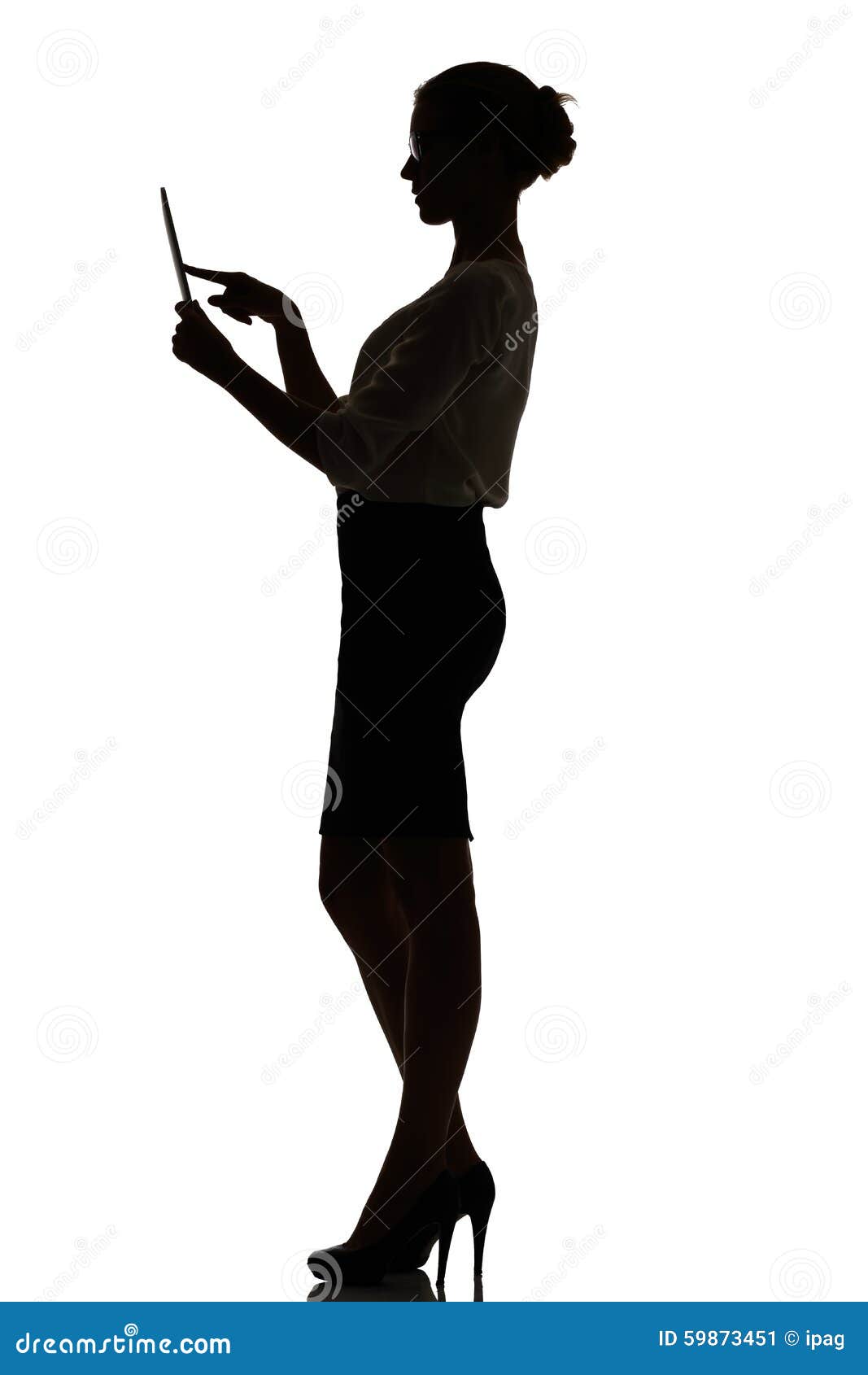 Silhouette of a Busy Business Woman Backlight Studio Stock Image ...