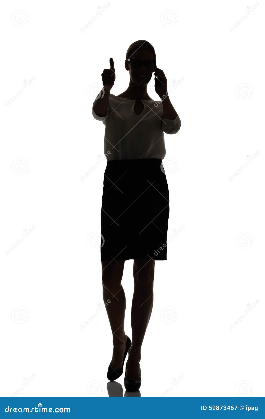 Silhouette of a Busy Business Woman Backlight Studio Stock Image ...