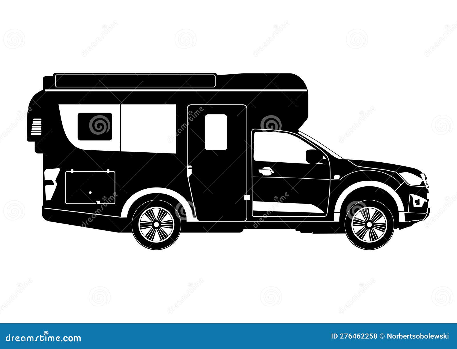 Silhouette of a Camper. Vector. Stock Illustration - Illustration of ...