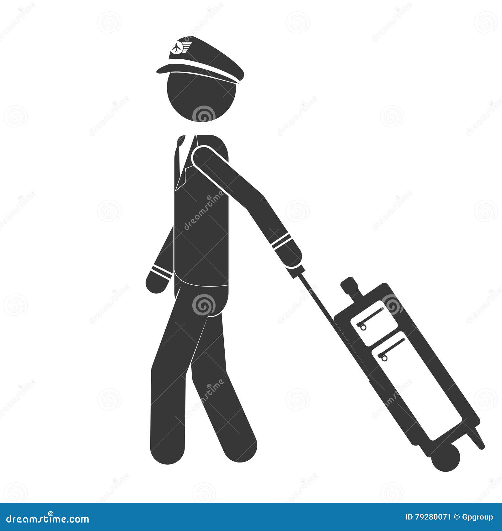 Silhouette Captain Pilot Walking with Suitcase Stock Vector ...