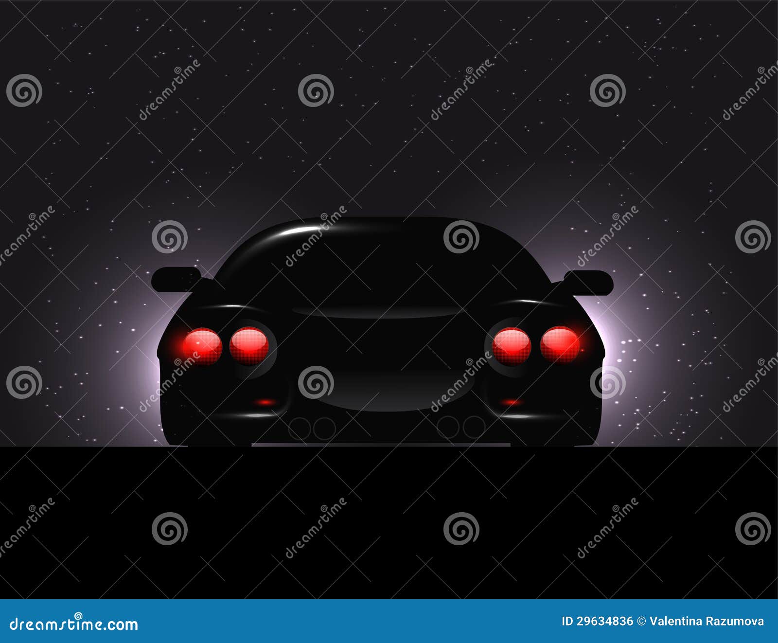 Silhouette of Car with Backlights. Stock Vector - Illustration of ...