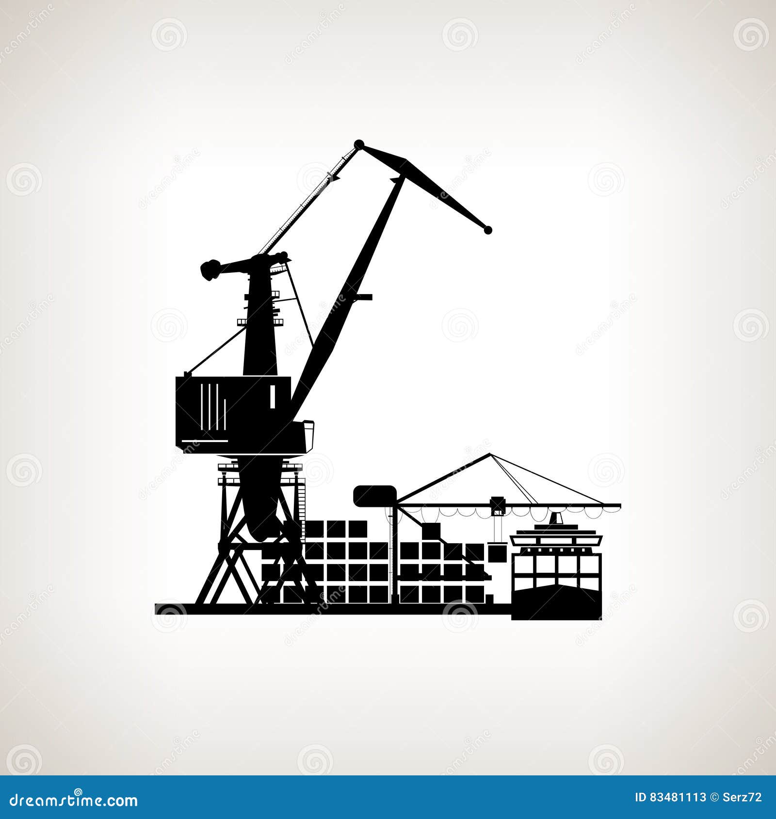 Shipbuilding With Docks And Cranes Vector Illustration | CartoonDealer ...