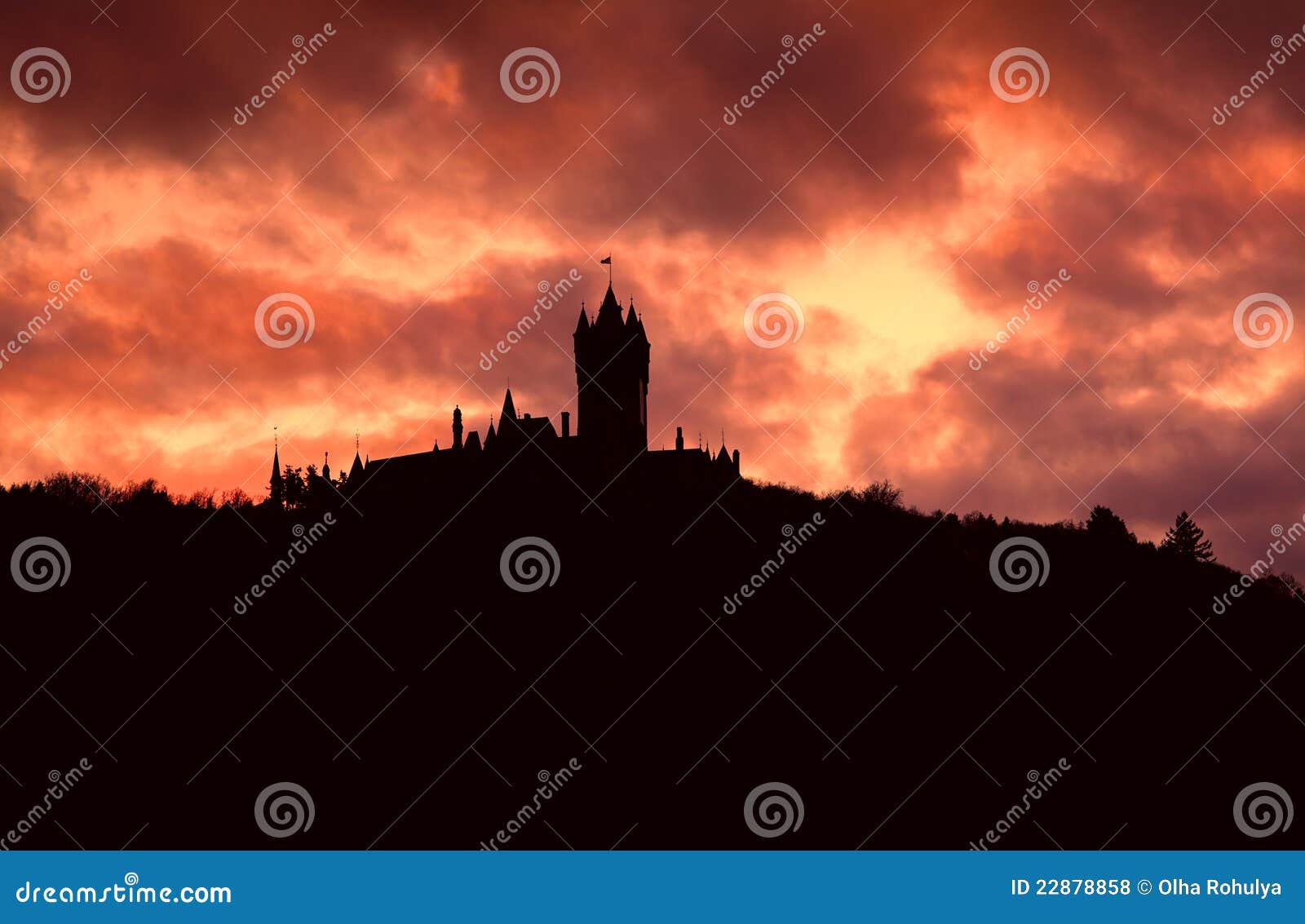 Silhouette of the castle stock photo. Image of sundown - 22878858
