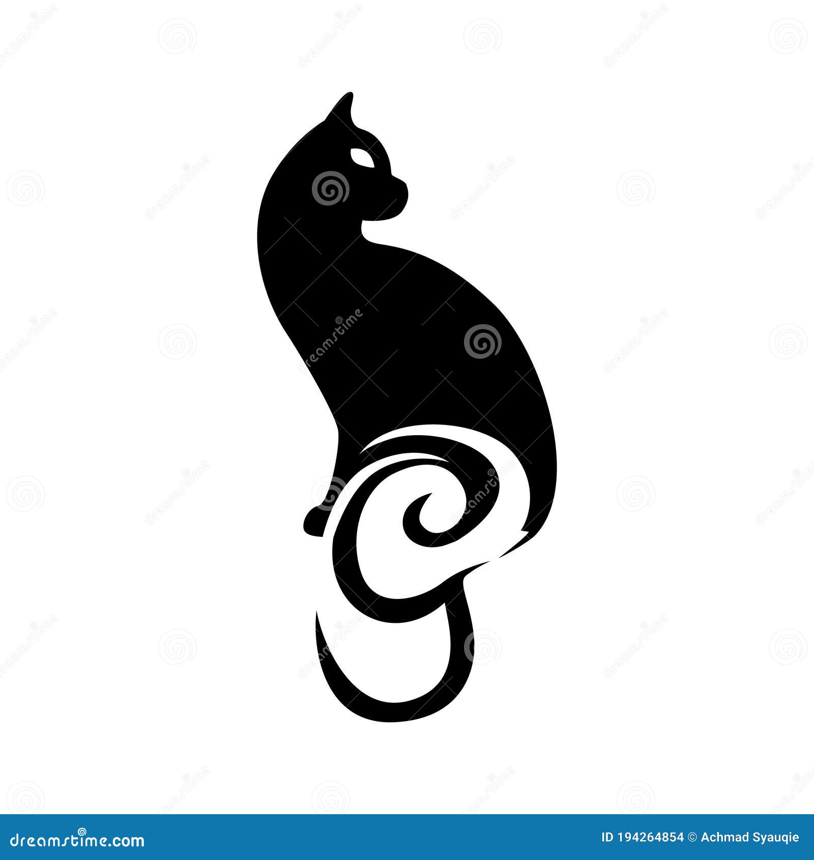 Silhouette Cat with Initial Clip Art Illustration Stock Vector ...