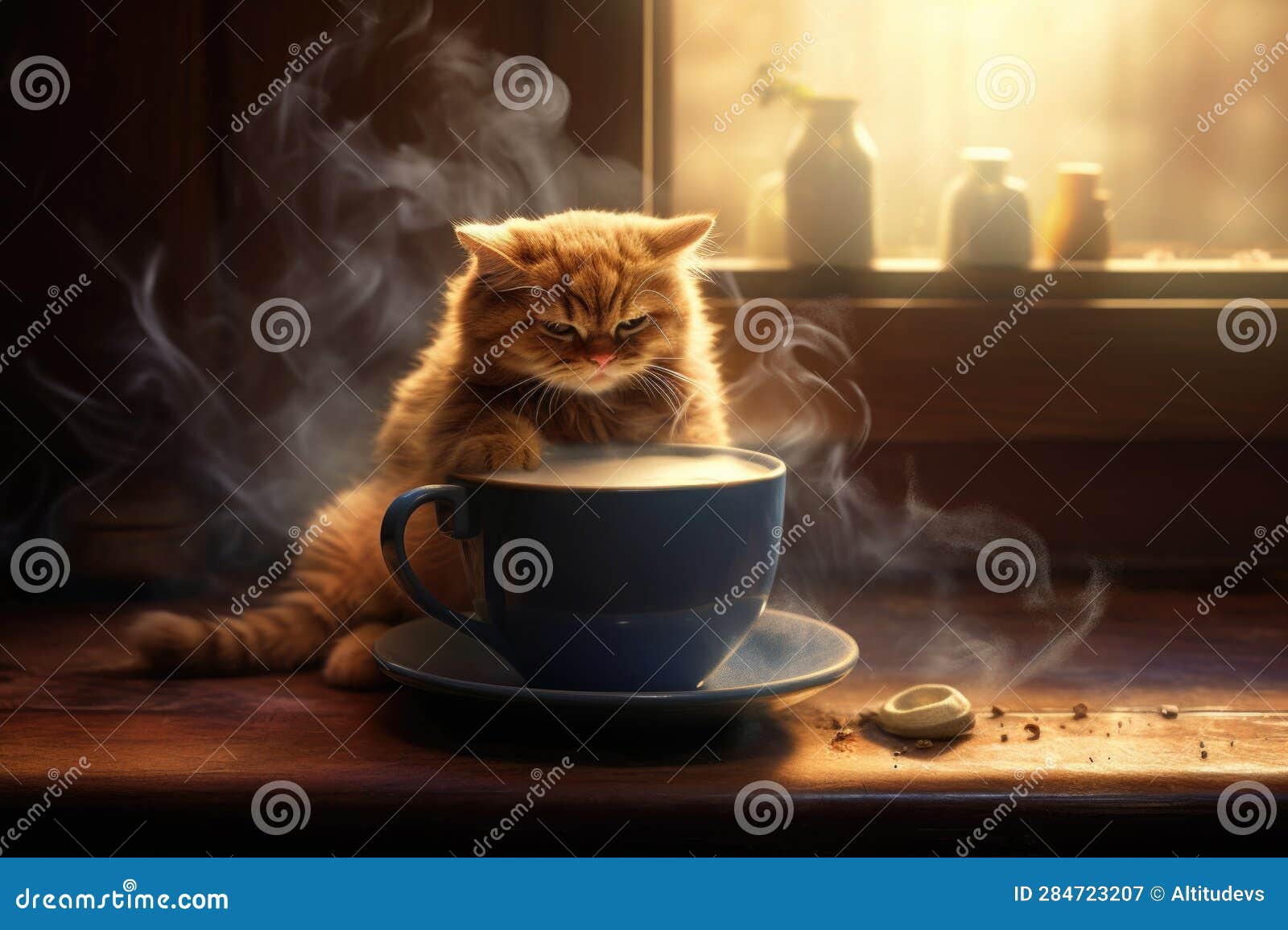 Silhouette of a Cat Stretching in Front of Sunrise Stock Illustration ...