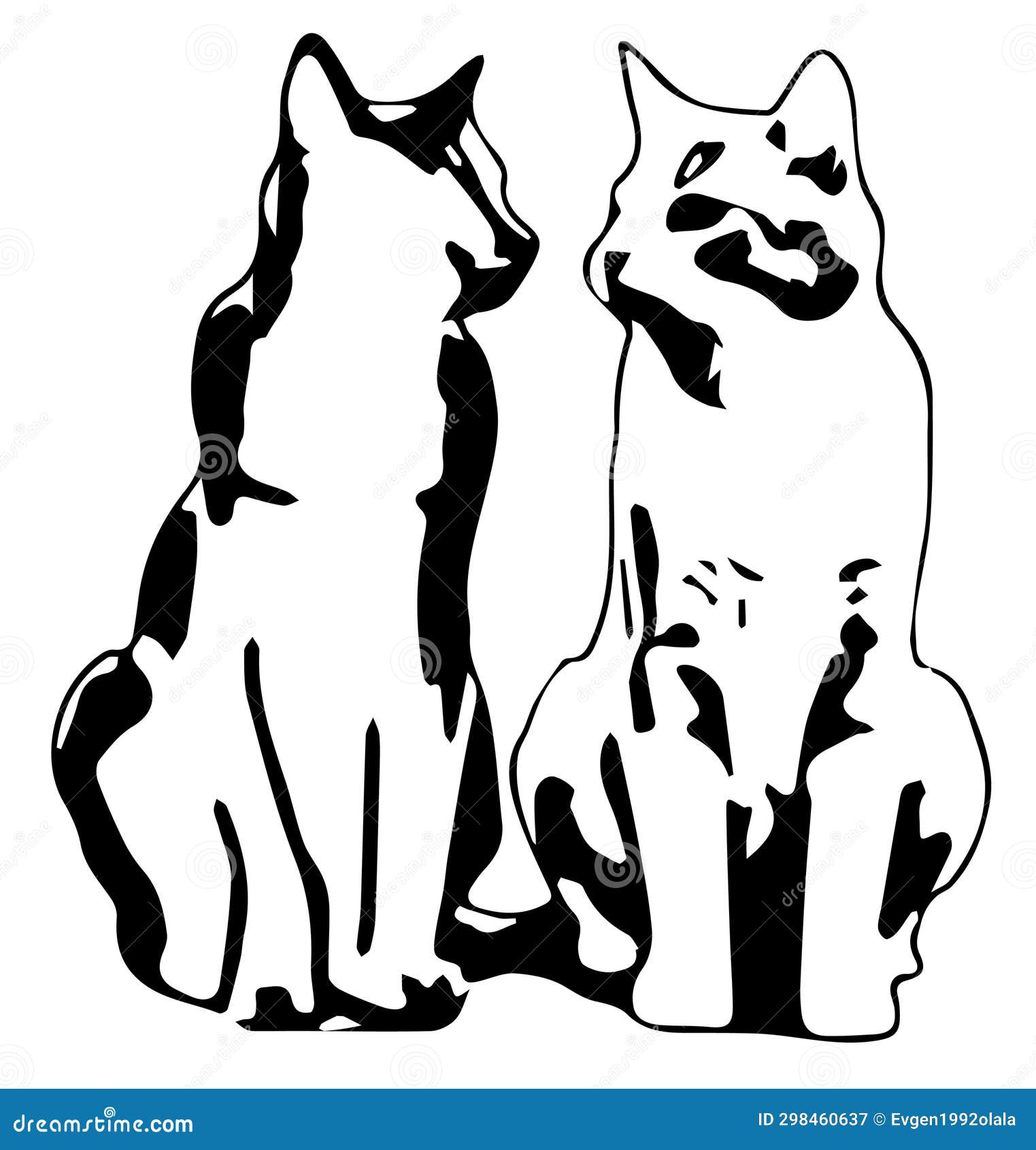 Silhouette of 2 Cats Sitting Opposite Each Other Stock Illustration ...
