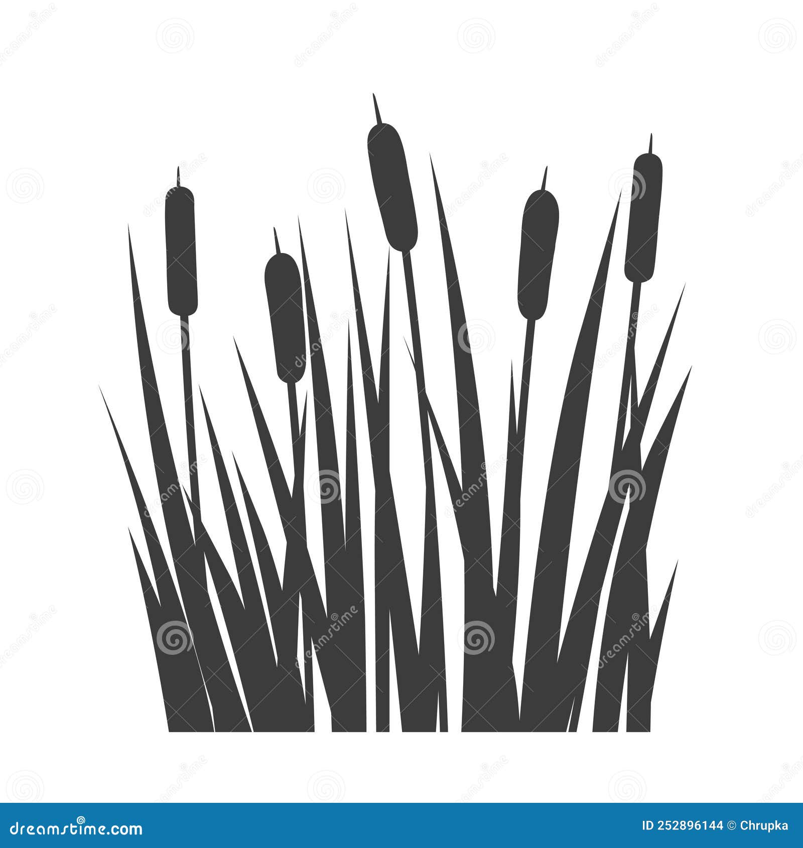 Silhouette of Cattail, Reed, Bulrush Plant Stock Vector - Illustration ...