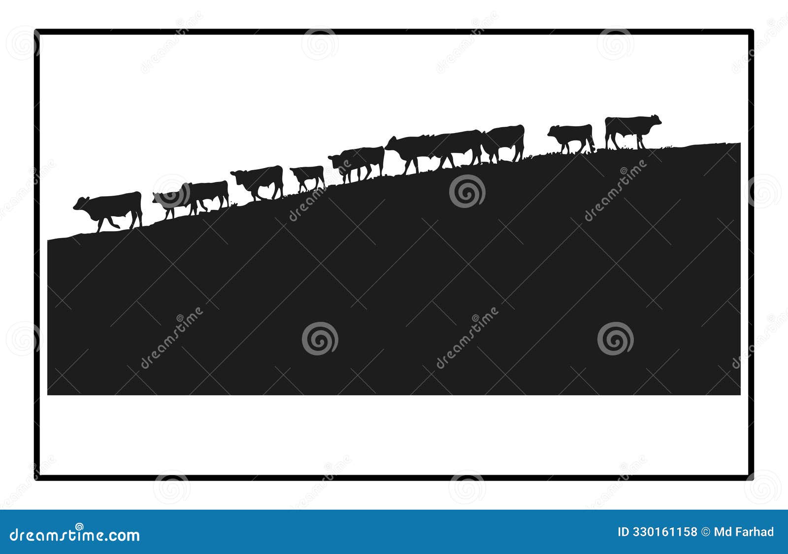 Silhouette of Cattle Drive at Sunset - Western Ranching Scene Stock ...