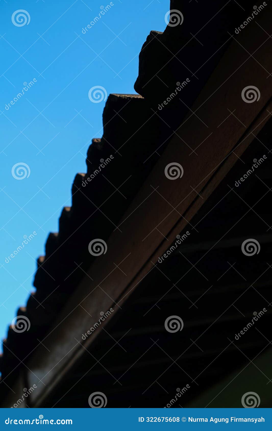 Silhouette of Central Java Traditional Tiled Roof and House White Blue ...