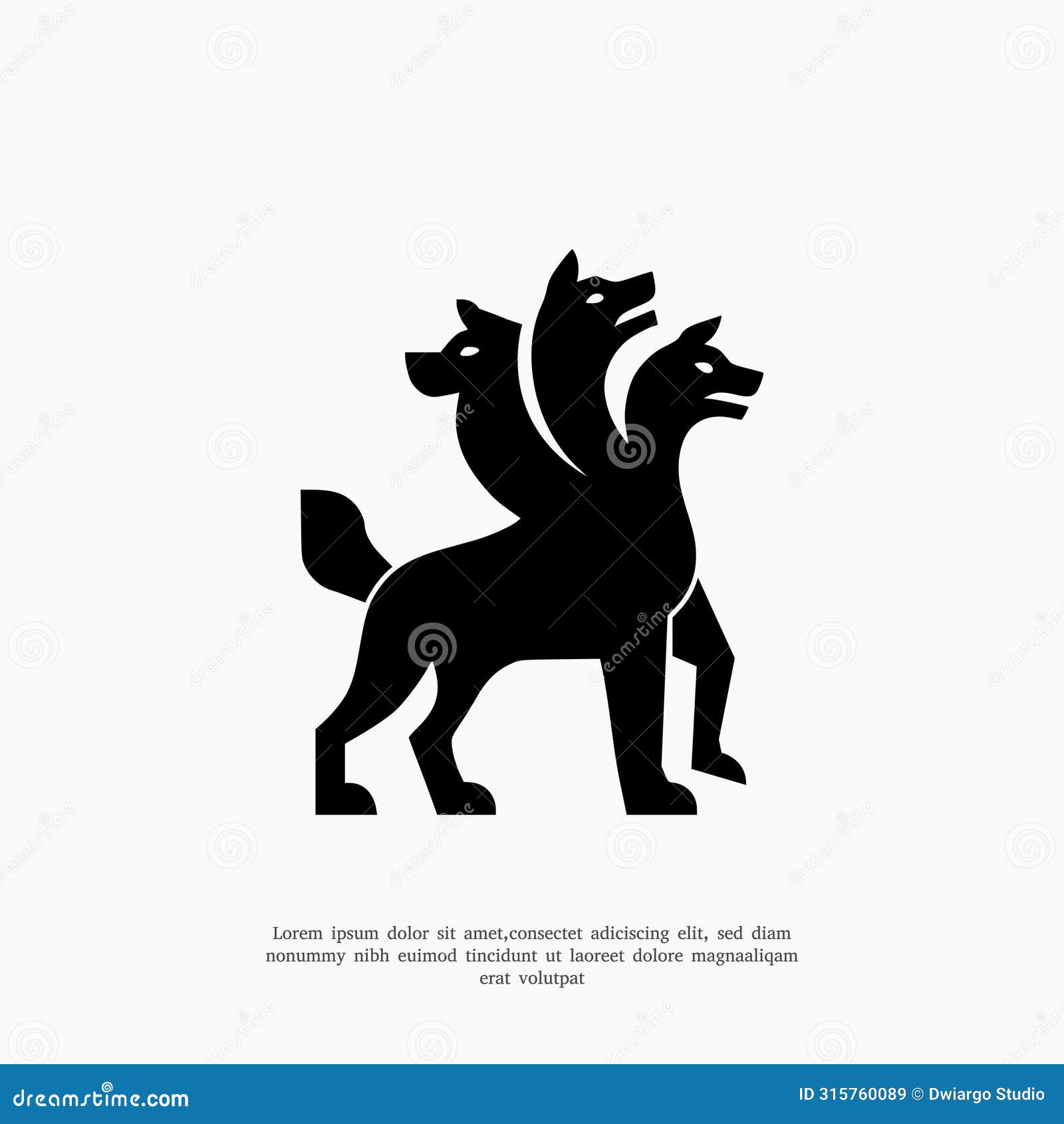 Silhouette Cerberus Logo Design Template Stock Vector - Illustration of ...