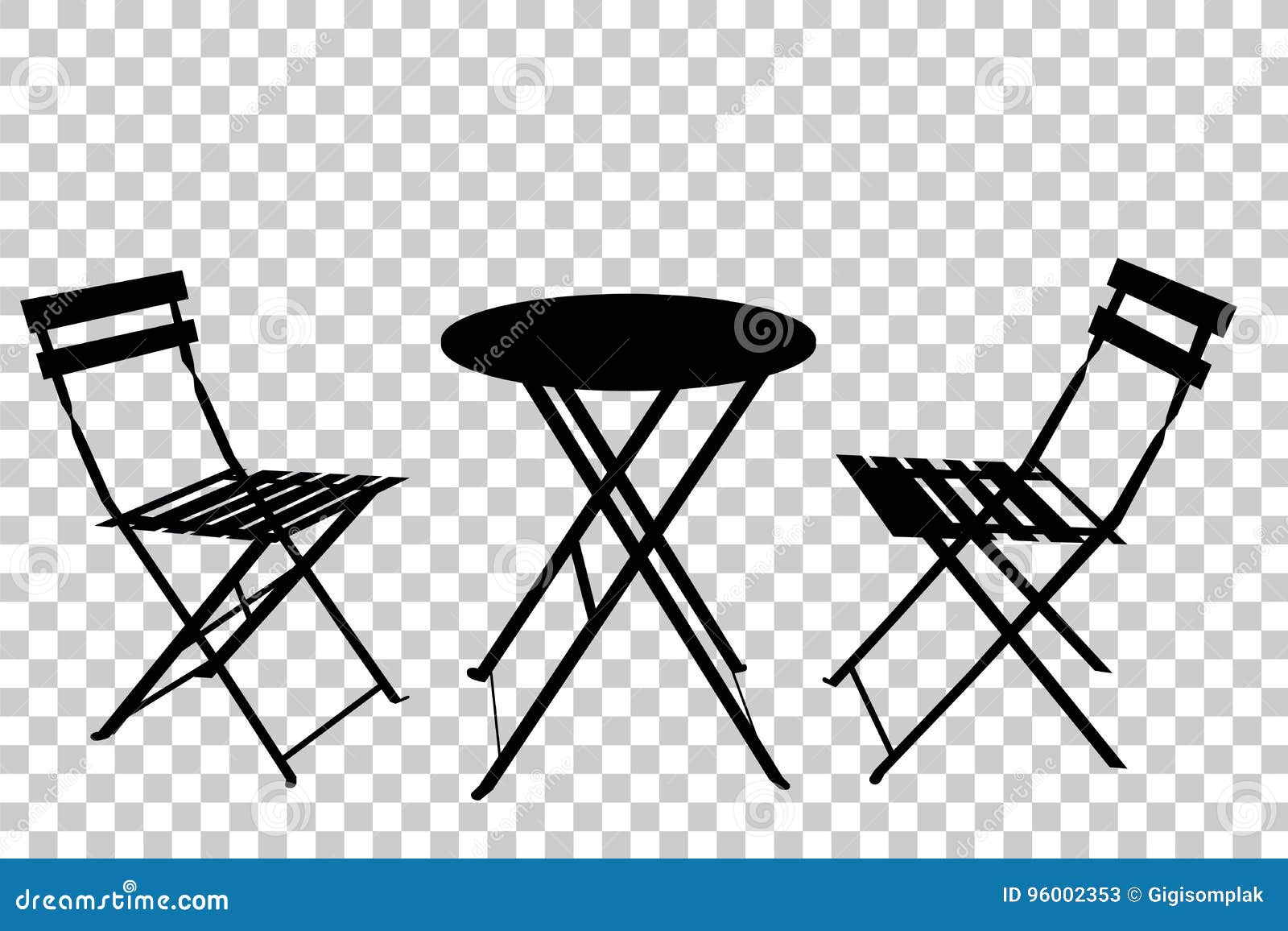 Silhouette Chair and Table at Transparent Effect Background Stock ...