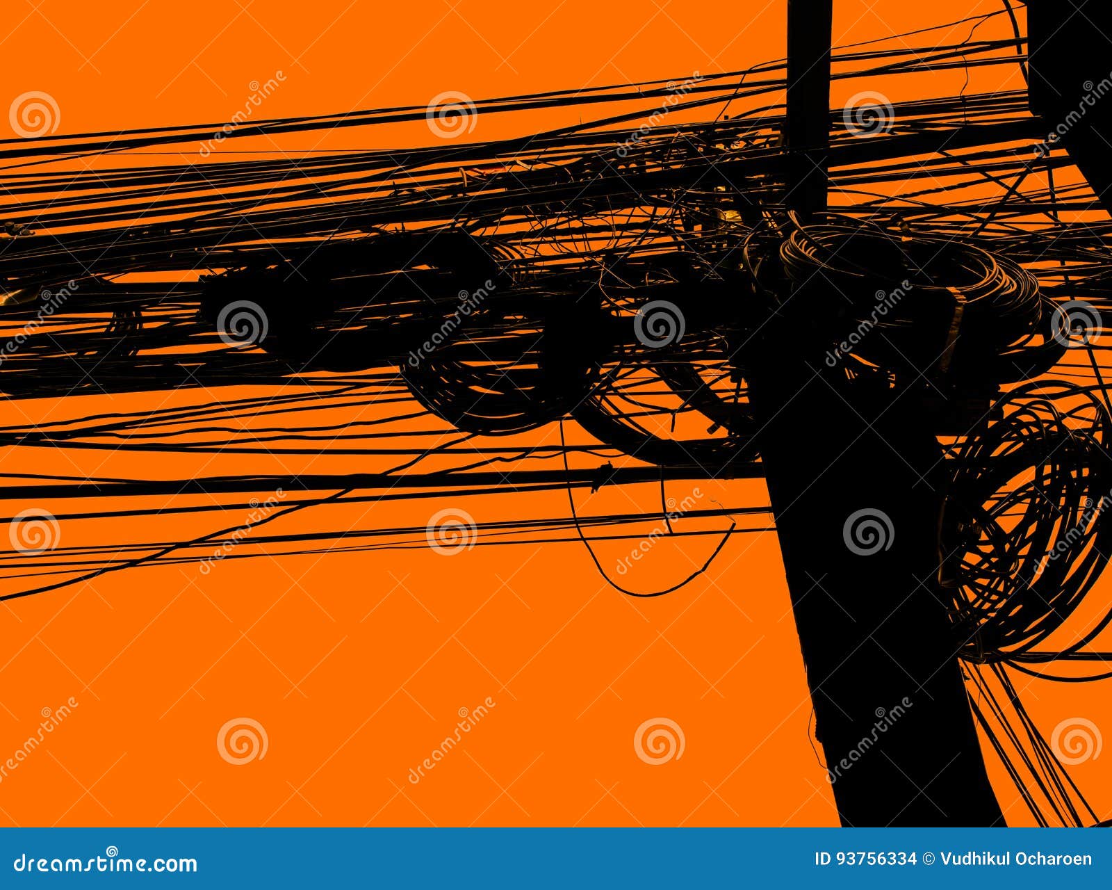 Silhouette of Chaos Electric Cable Stock Photo - Image of production ...