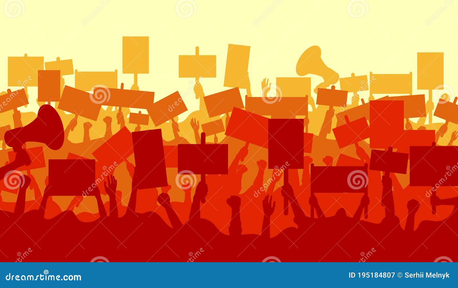 People Holding Protests Banners Stock Vector - Illustration of activist ...