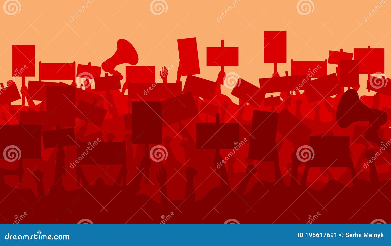 People Holding Protests Banners Stock Vector - Illustration of conflict ...