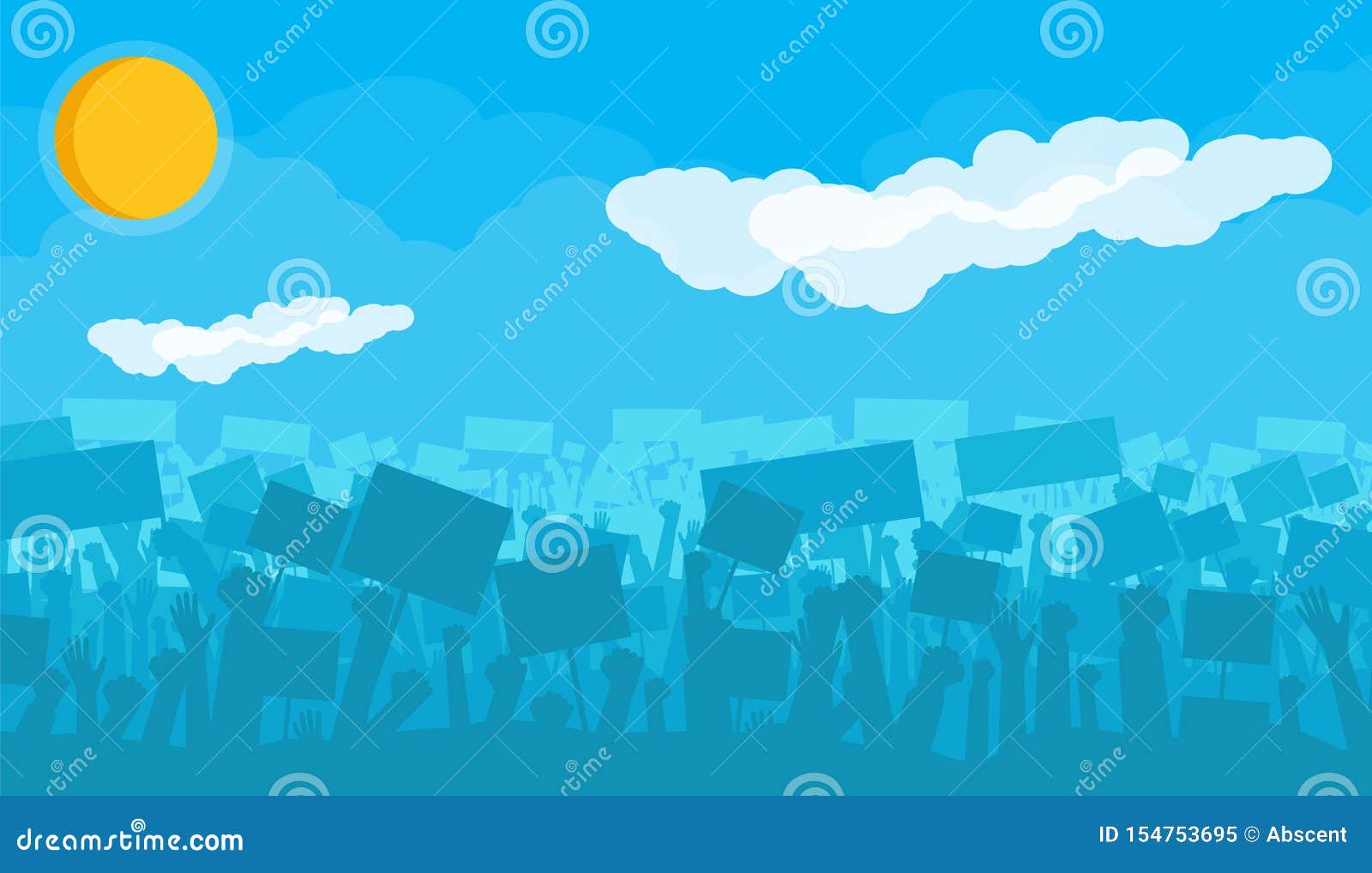 Silhouette of Cheering or Riot Protesting Crowd Stock Vector ...