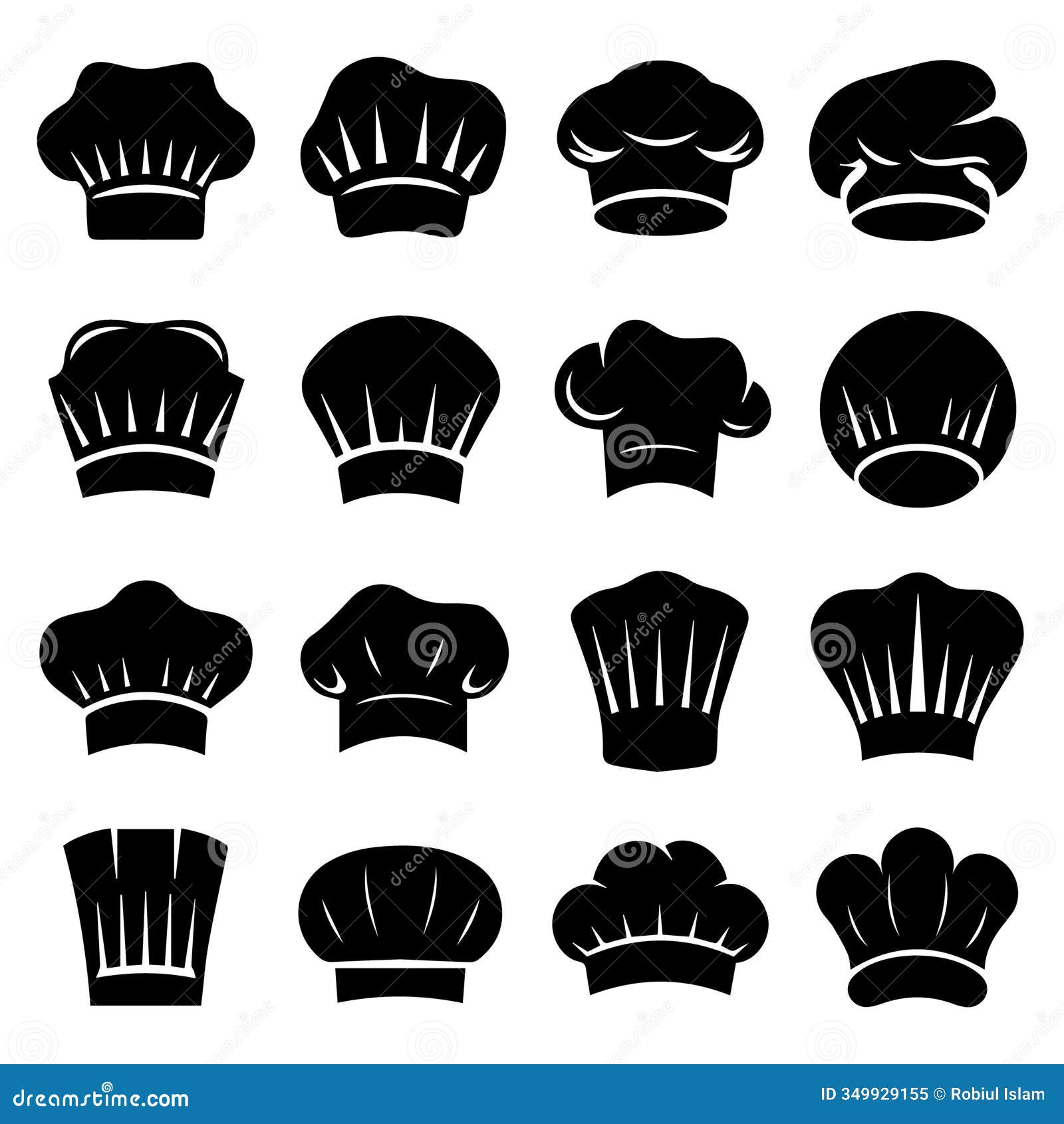 Silhouette Of Chefs Hat Rounded With Leaves And Ribbon Cartoon Vector ...