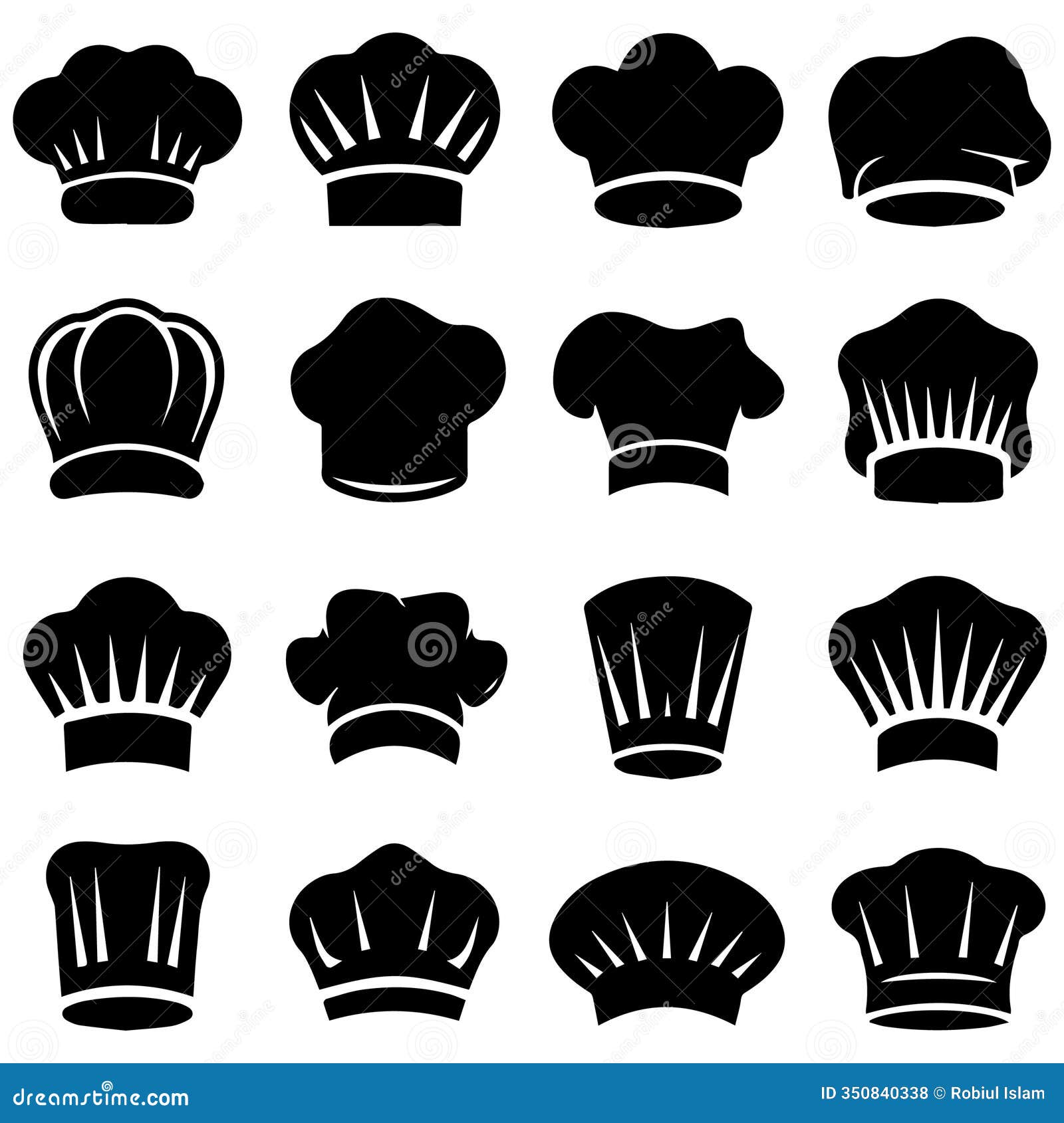 Silhouette Of Chefs Hat Rounded With Leaves And Ribbon Cartoon Vector ...