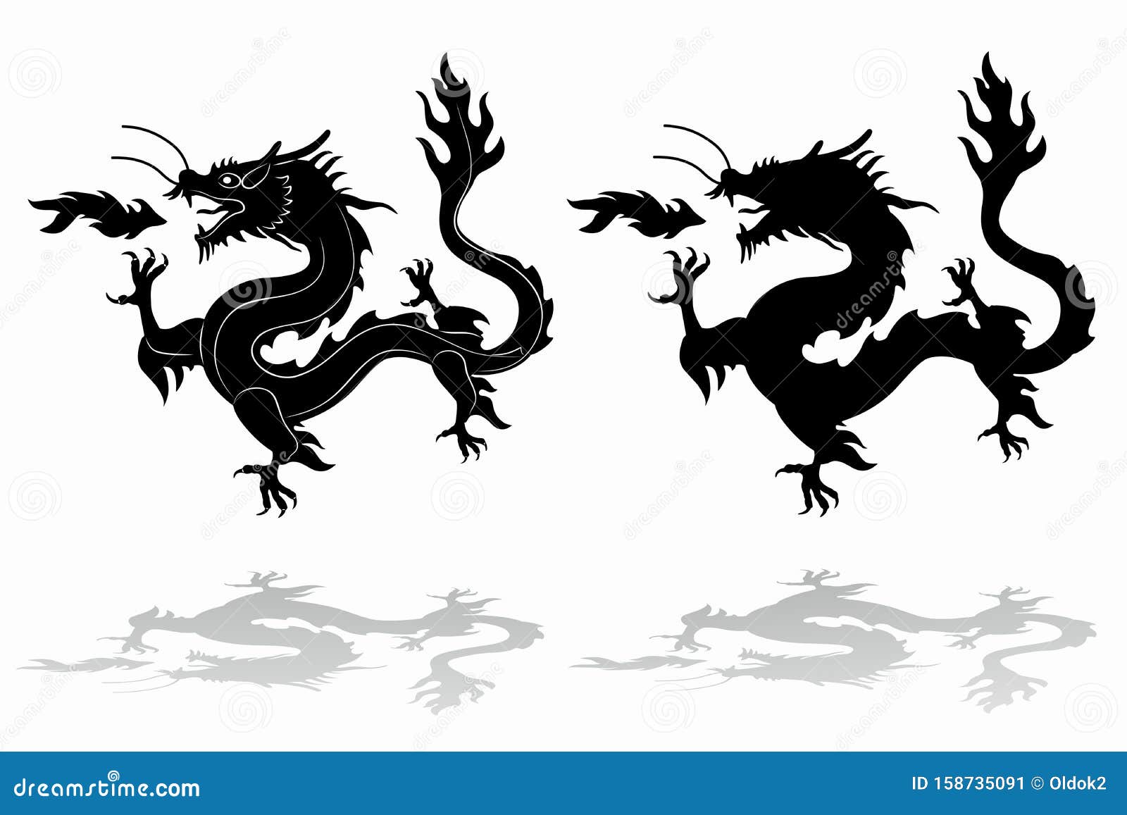 Silhouette Of Chinese Dragon Crawling Vector Illustration ...