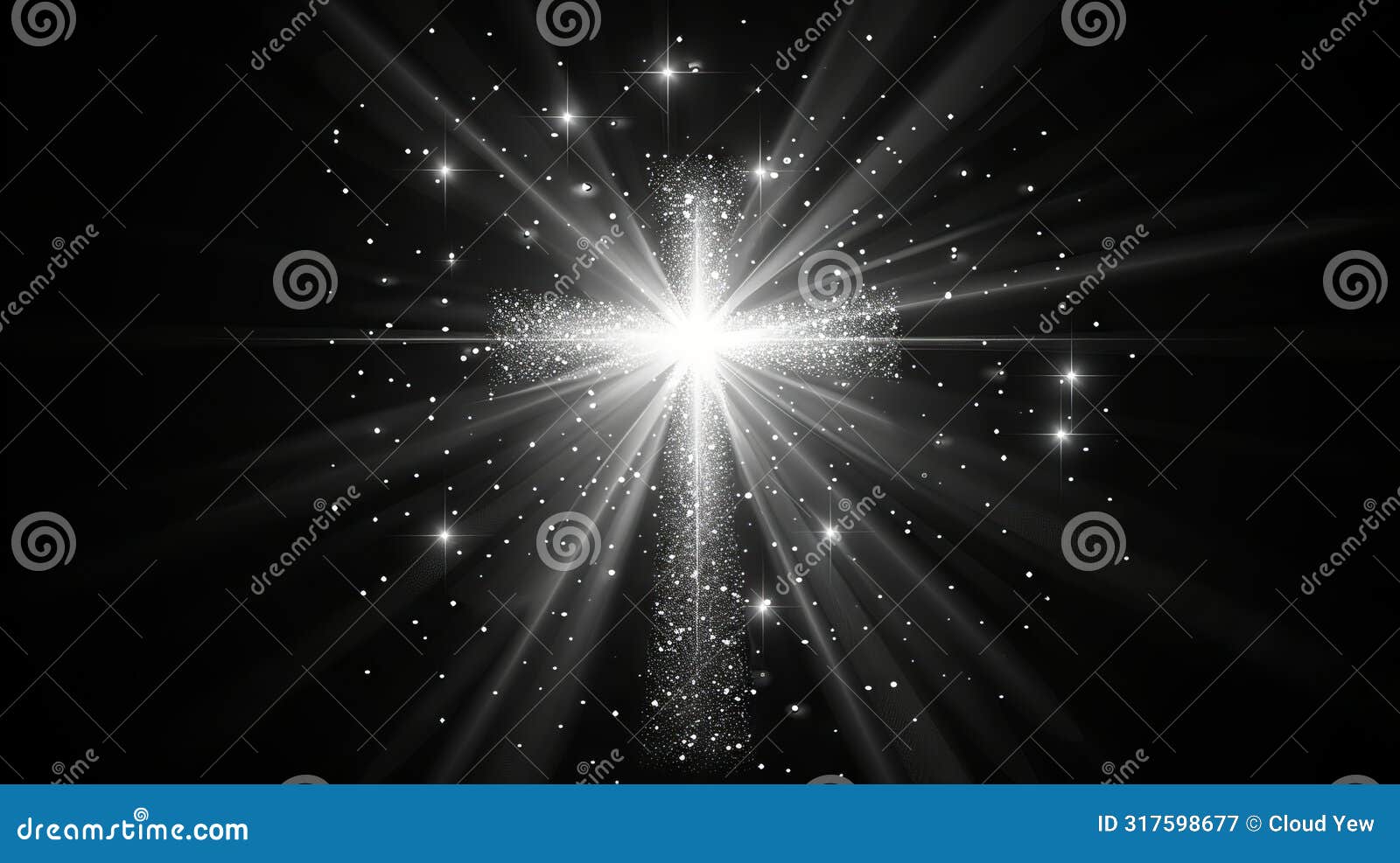 Silhouette of Christian Cross with Light Rays. Stock Illustration ...
