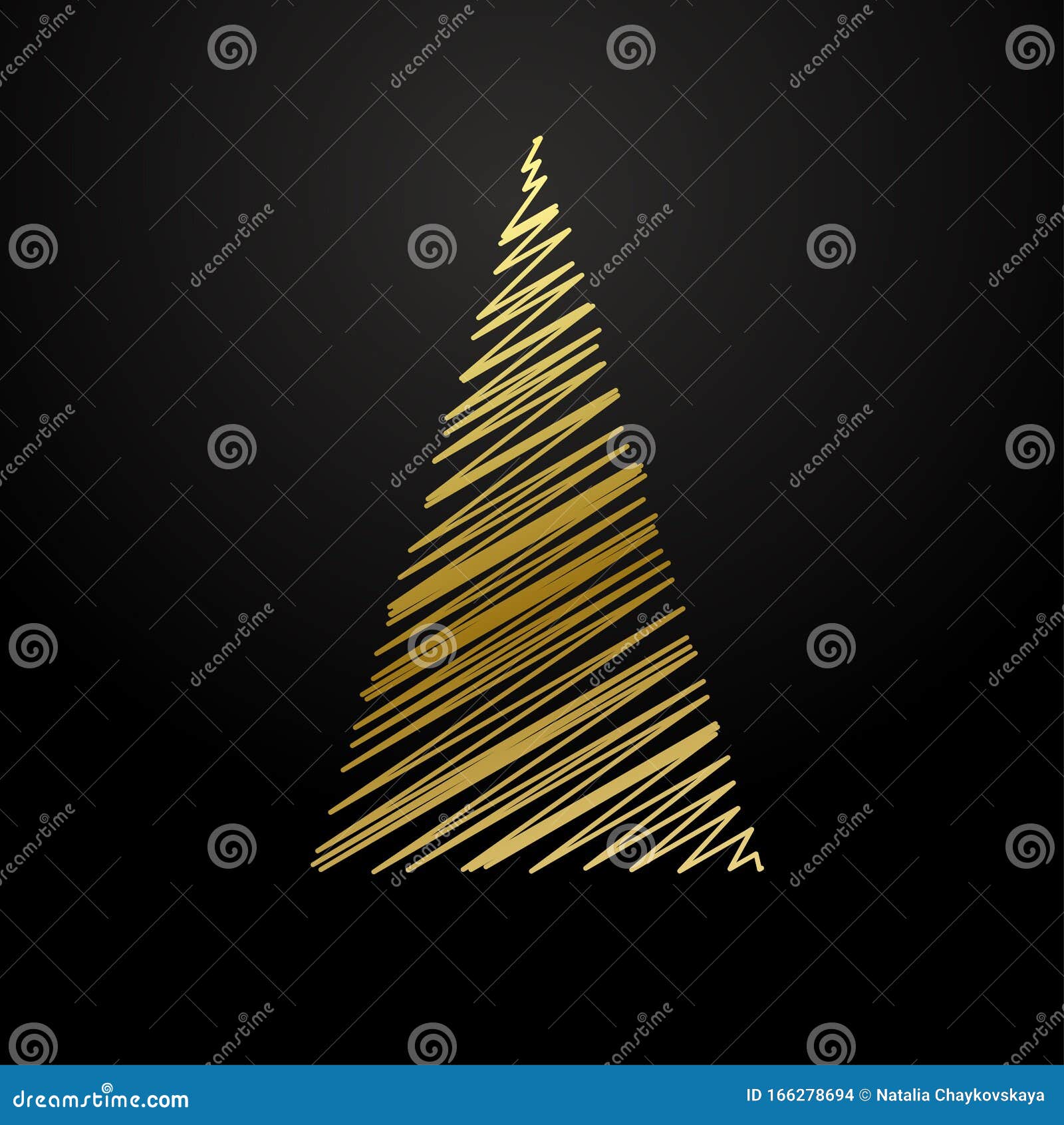 Silhouette of a Christmas Tree with Diagonal Geometric Lines on a Black ...
