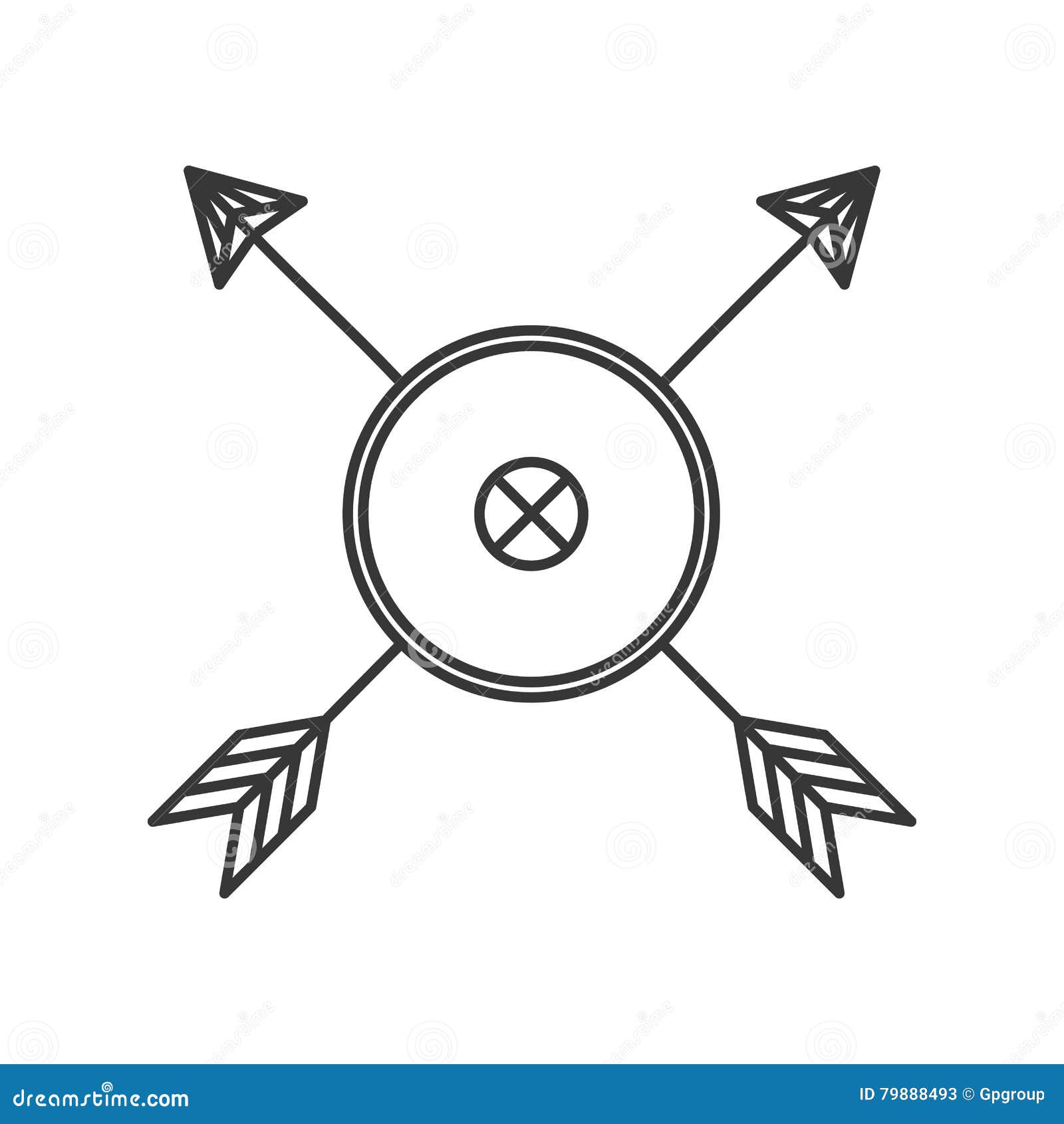 Silhouette with Circle Over Arrows Stock Vector - Illustration of ...