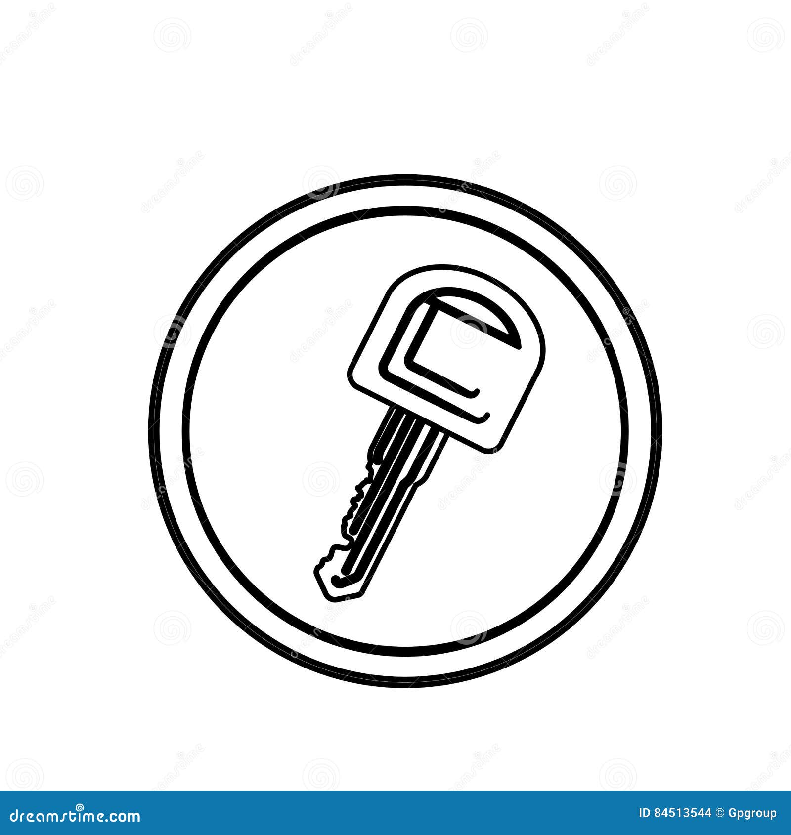 Silhouette Circular Border with Key Stock Vector - Illustration of ...