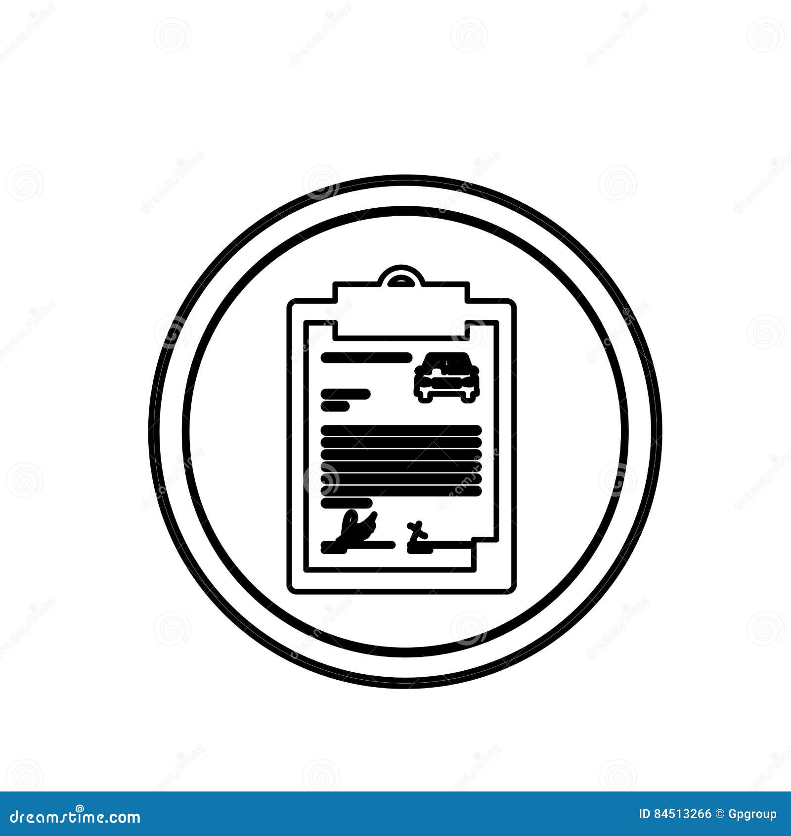 Silhouette Circular Shape Notepad of Contract Car Stock Vector ...