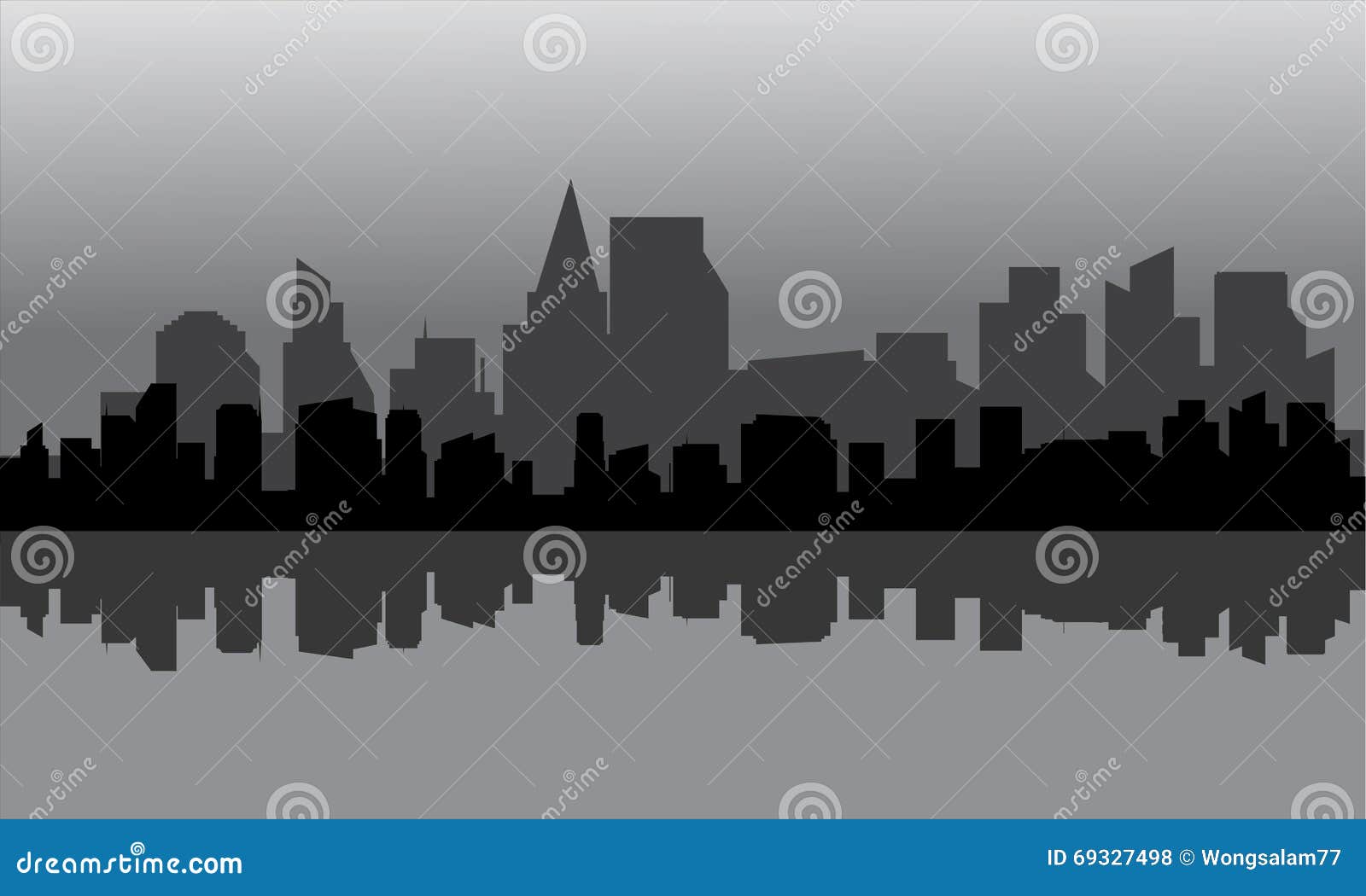 Silhouette of City Full Buildings Stock Vector - Illustration of house ...