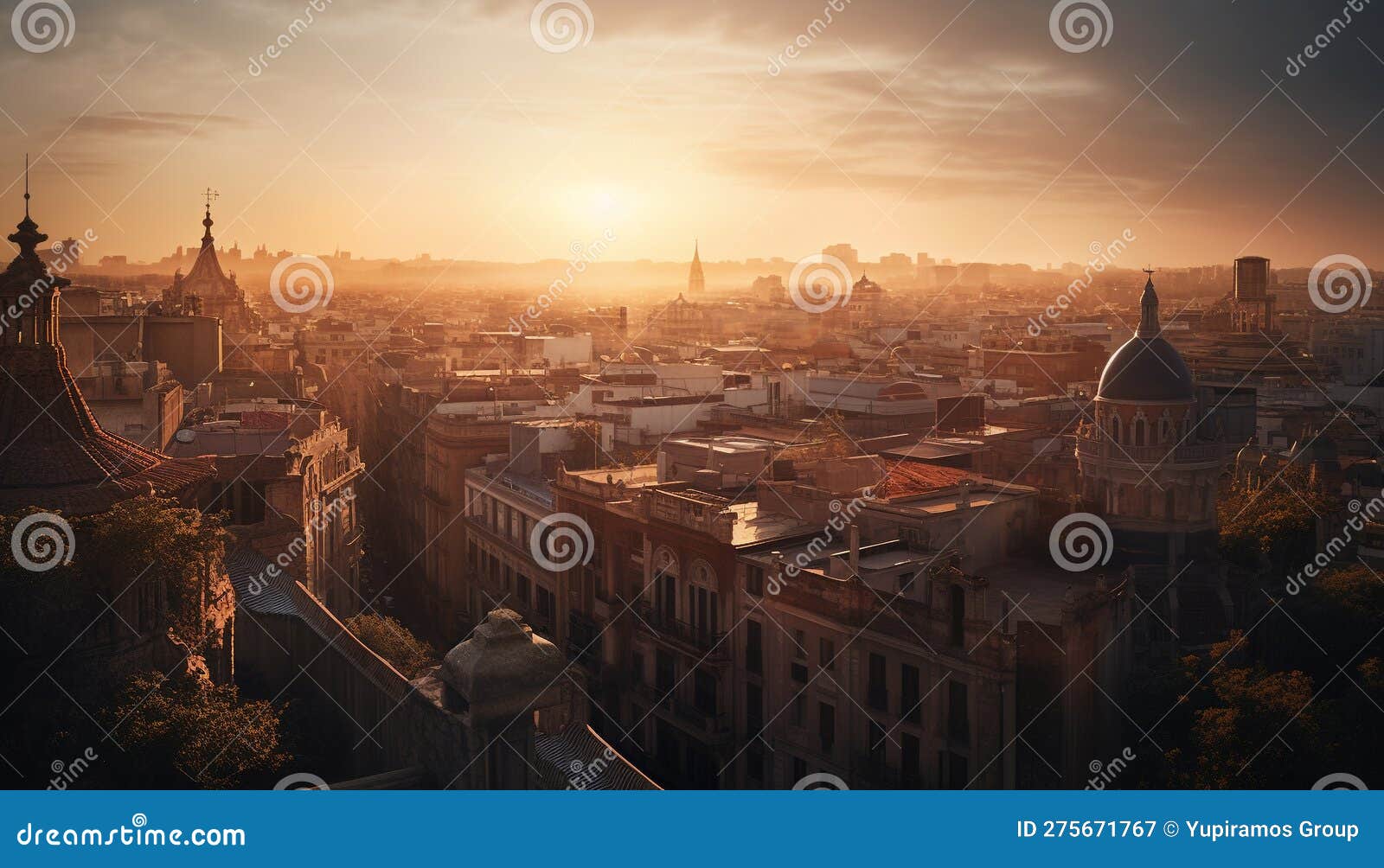 Silhouette of City Skyline, Backlit by Sunset Generated by AI Stock ...
