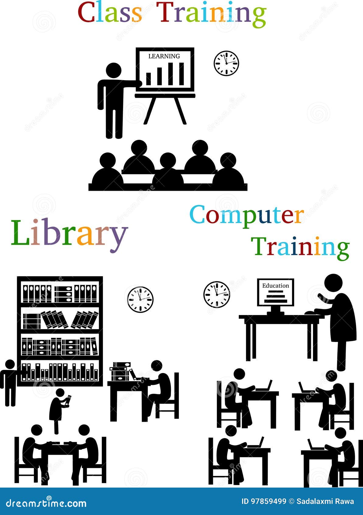 Silhouette Classroom Training Stock Image - Illustration of instruction ...
