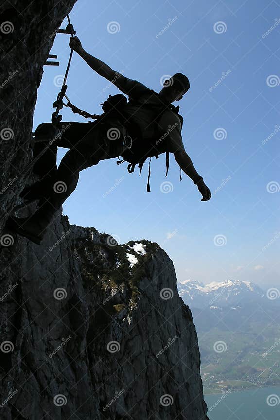 Silhouette of a climber stock photo. Image of klettersteig - 1241256