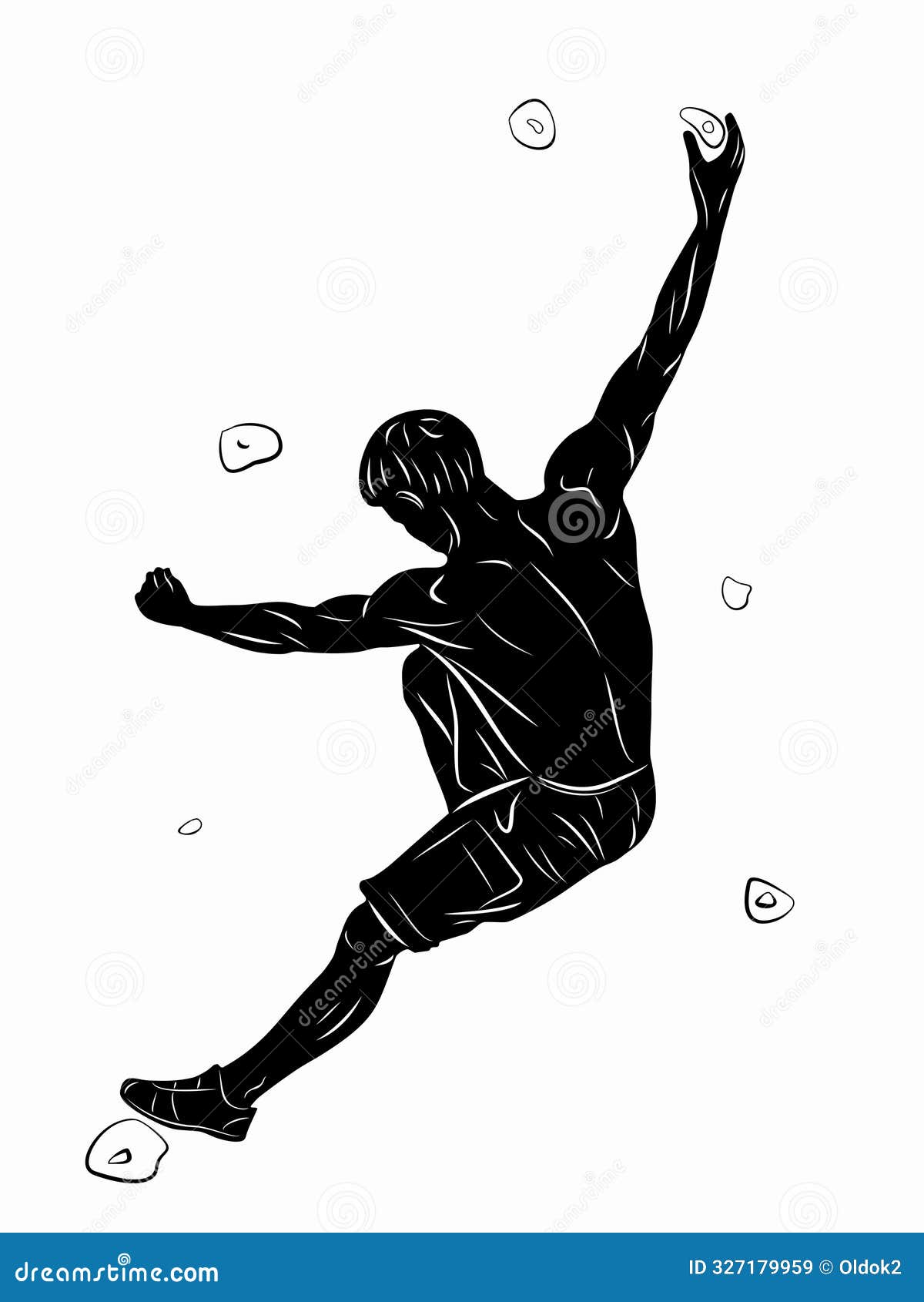 Climber, Black Silhouette, Danger Of Falling Cartoon Vector ...